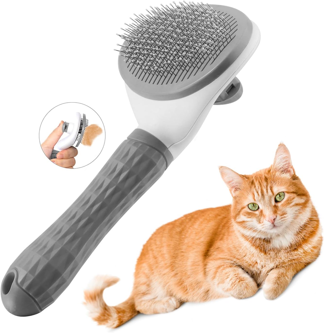 Cat Grooming Brush, Self-Cleaning Slicker Brush for Pets - One Button ...