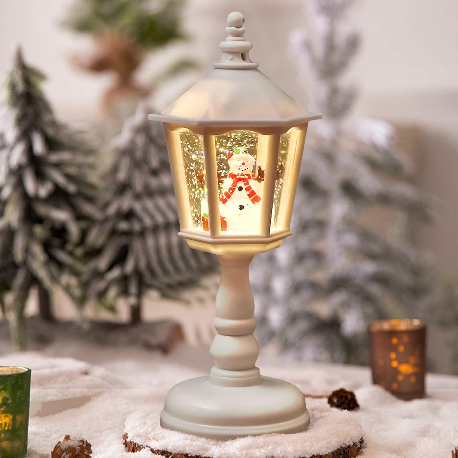 Lighted Snowman Snow Globe Lantern Father Christmas Lighted Water