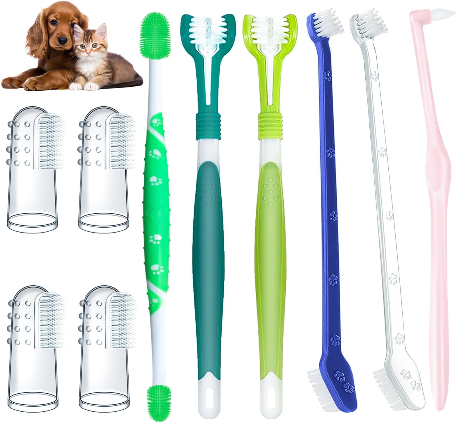 Amazon.com: Zeyaa 10 Pack Pet Dog Toothbrush, 2 Triple Head Pet ...