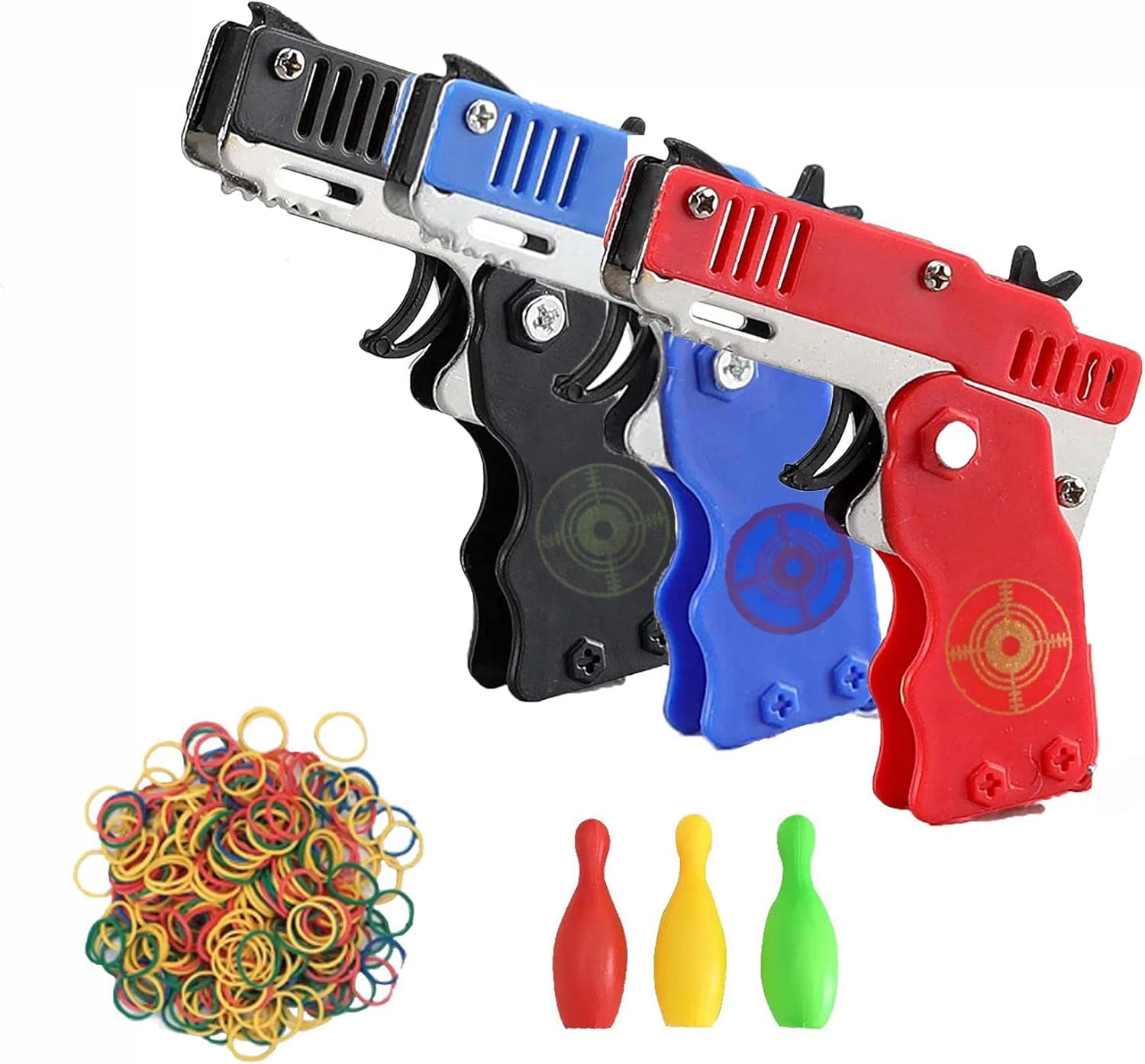 3 Pieces Rubber Band Gun Toy Easy Load Foldable Handmade Toy Gun Mini ...