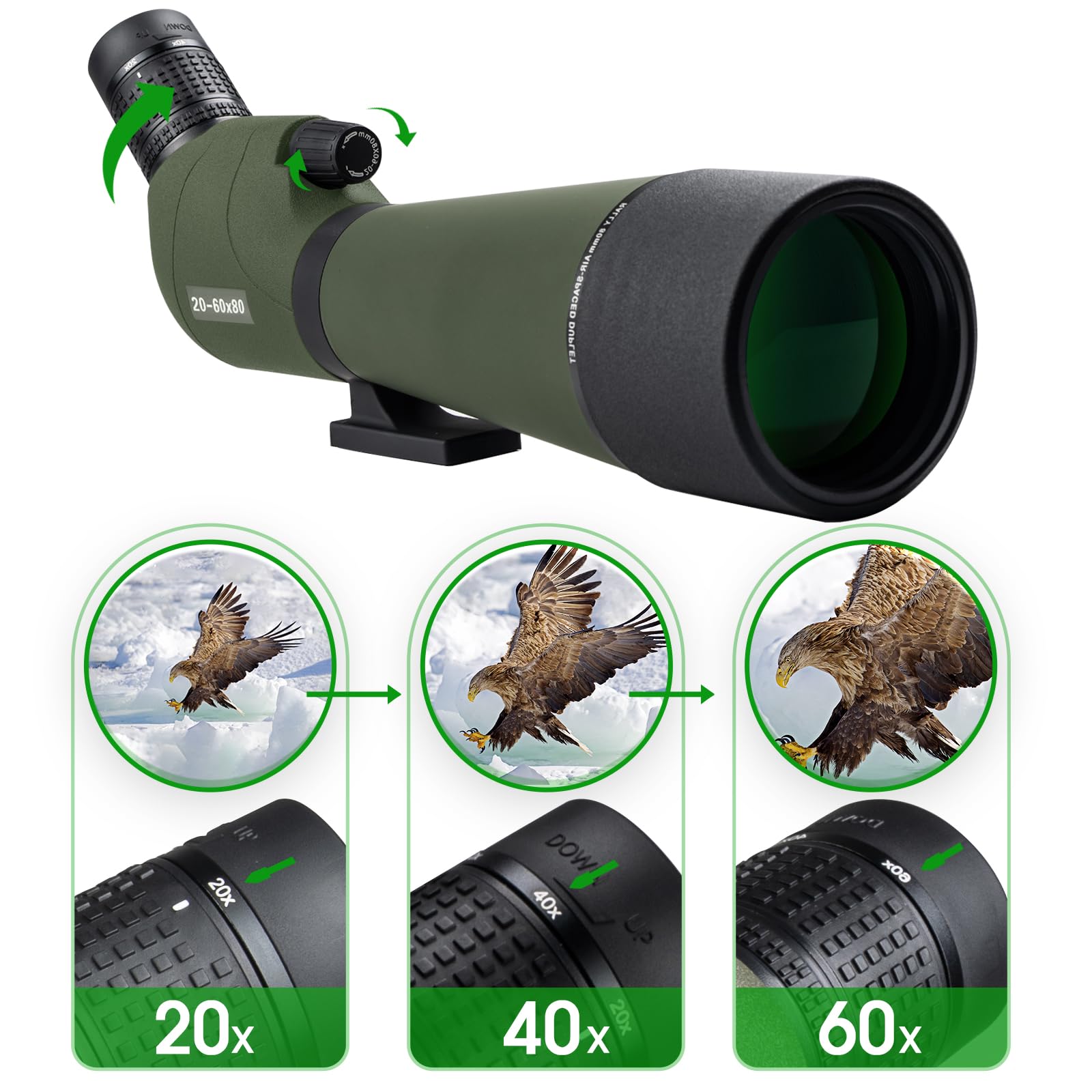 Rally 80mm Air Spaced Doublet 20-60x80 Spotting Scope - BAK4 Lens ...