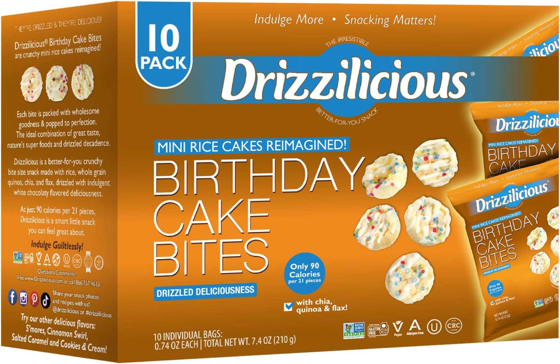 Amazon.com: Drizzilicious Mini Rice Cakes Birthday Cake - Rice Crisps ...