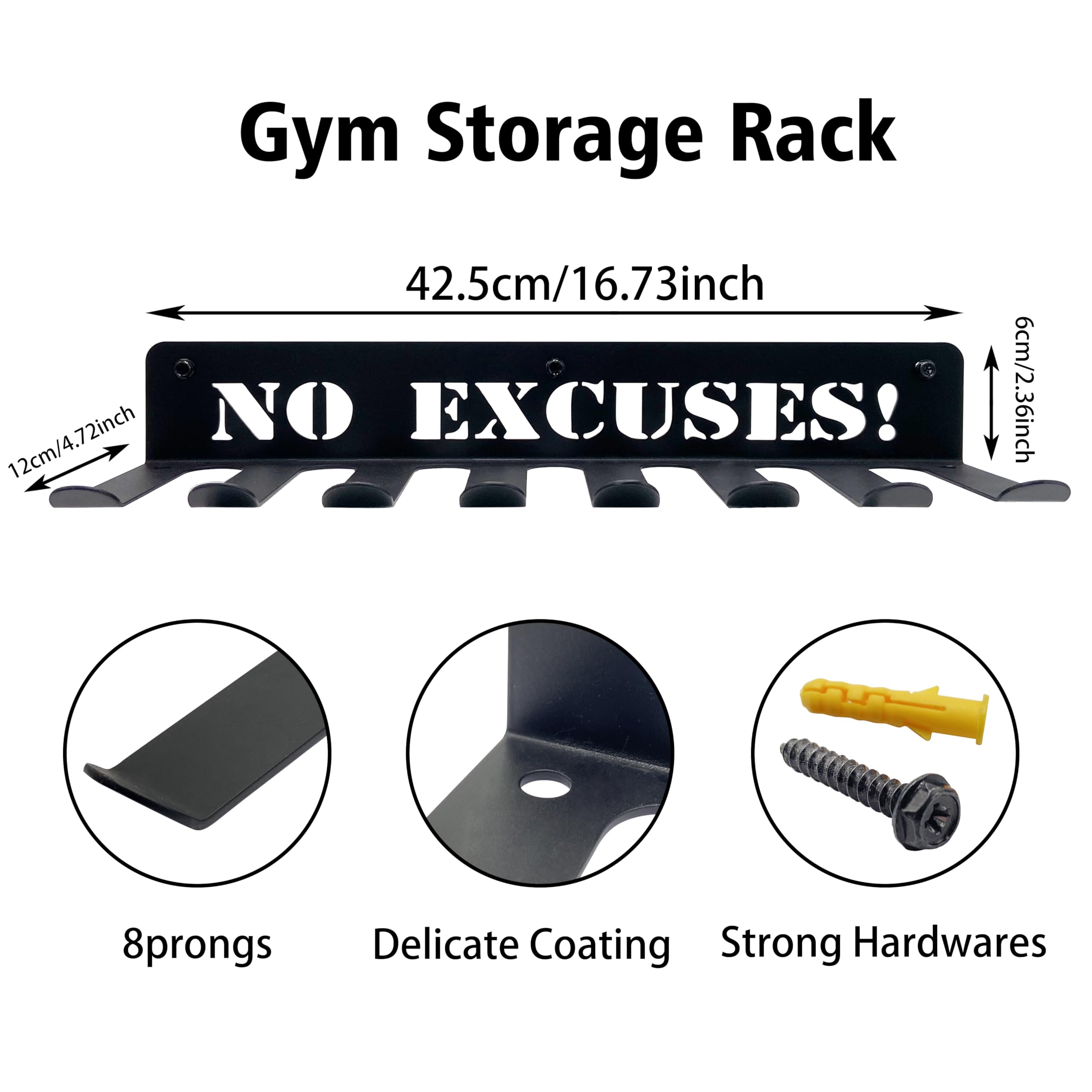 Snapklik.com : Home Gym Accessories Organization 16.7 Inches,8 Hooks ...