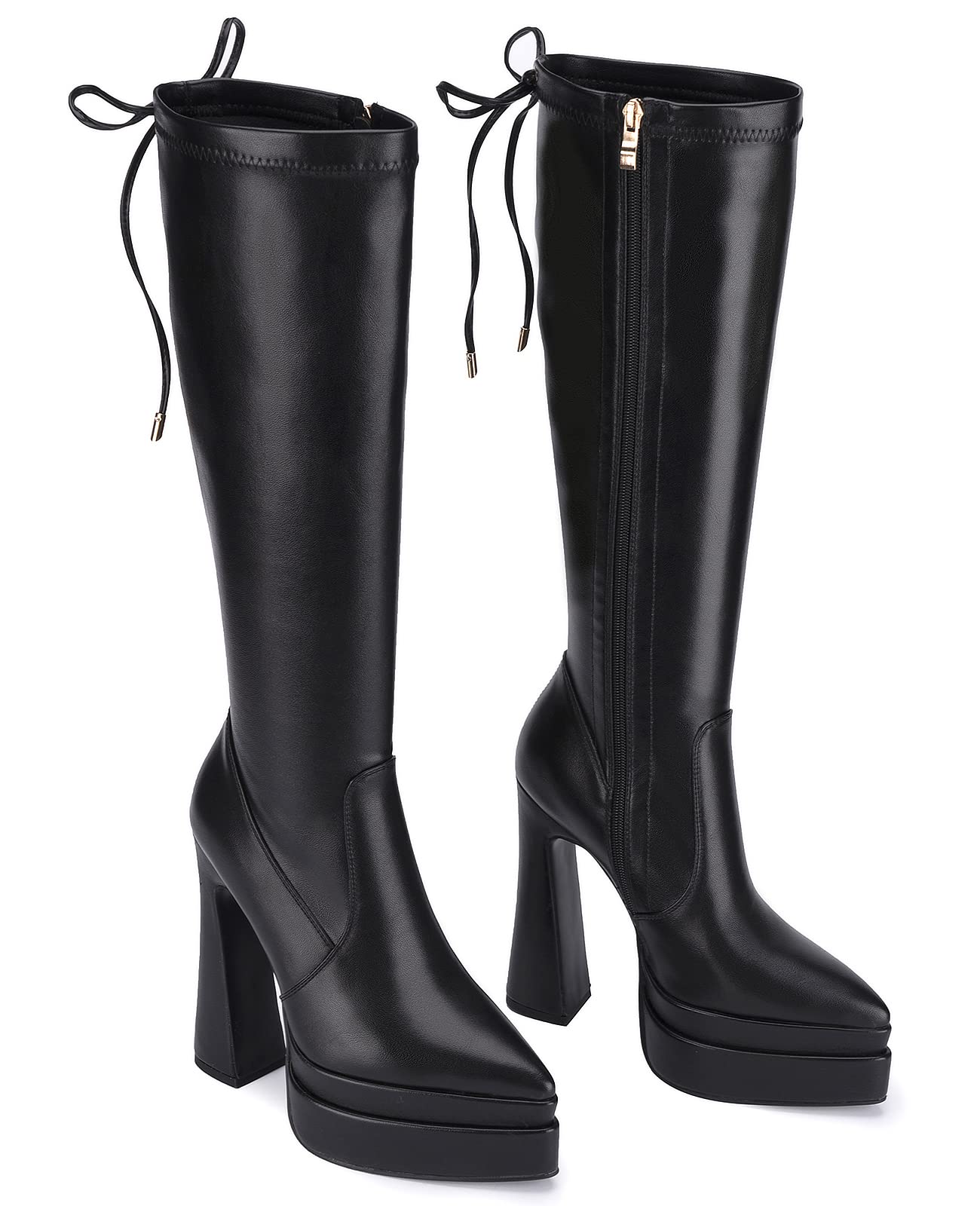 Snapklik.com : Pasuot Knee High Gothic Platform For Women Black Lace Up ...