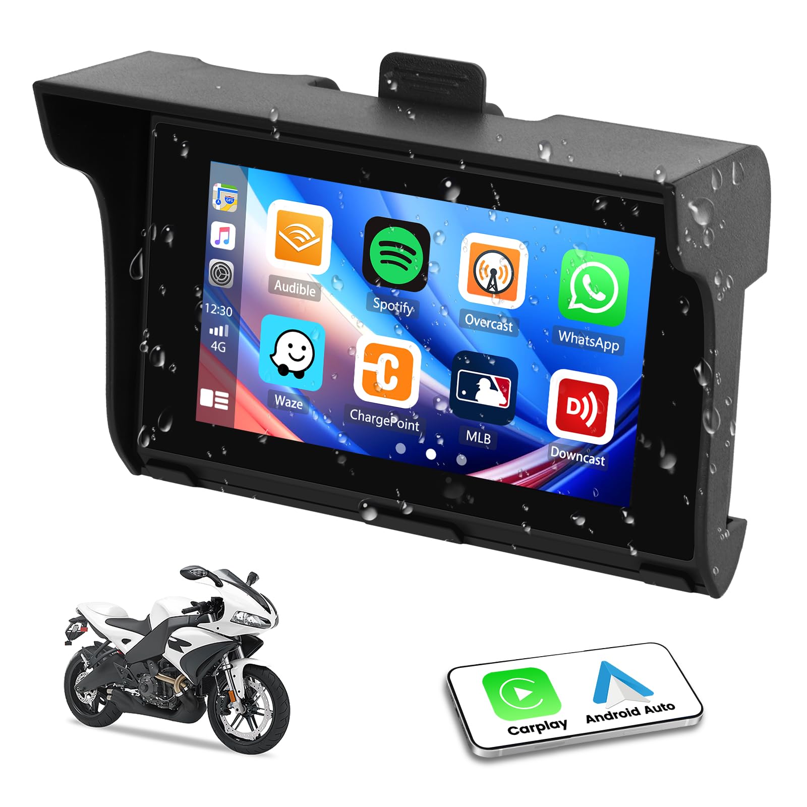 Motorrad GPS Drahtlose Tragbare Carplay&Android Auto Navigation für ...