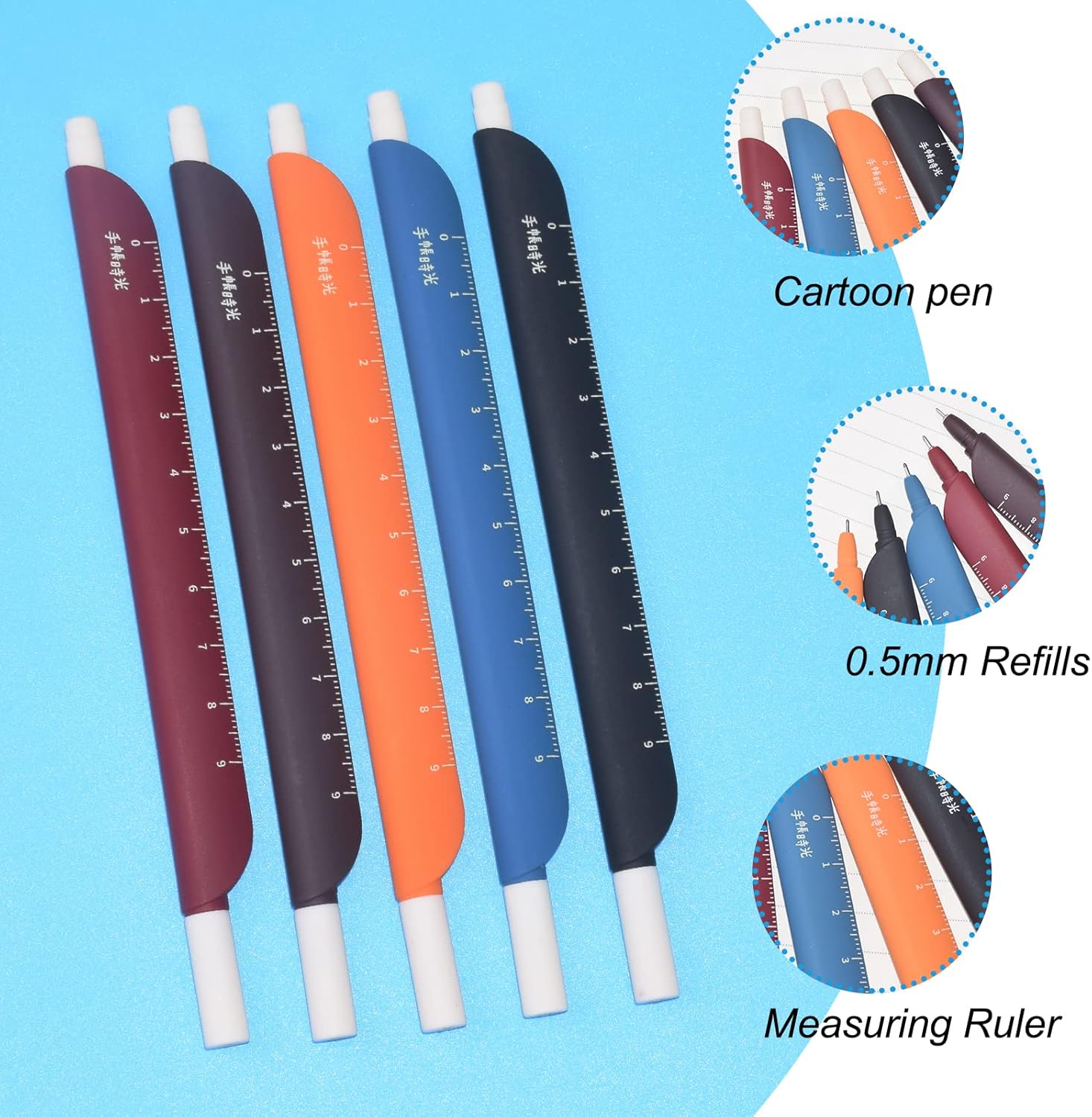 Eyourlife 5 Pieces Cute Cartoon Patterns Writing Ballpoint Pens ...