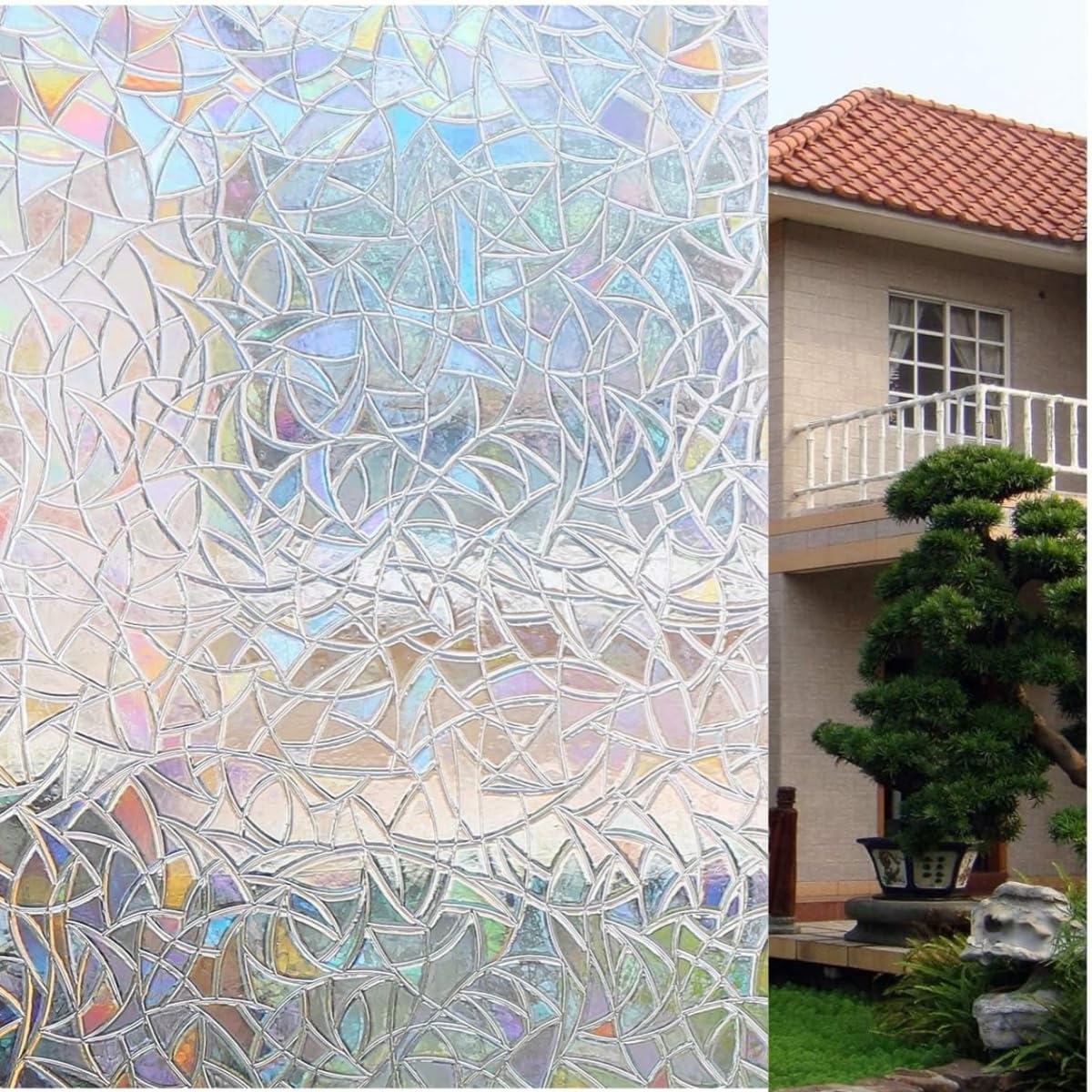 Amazon.com: Bloss Rainbow Window Privacy Film Stained Glass Window Film ...