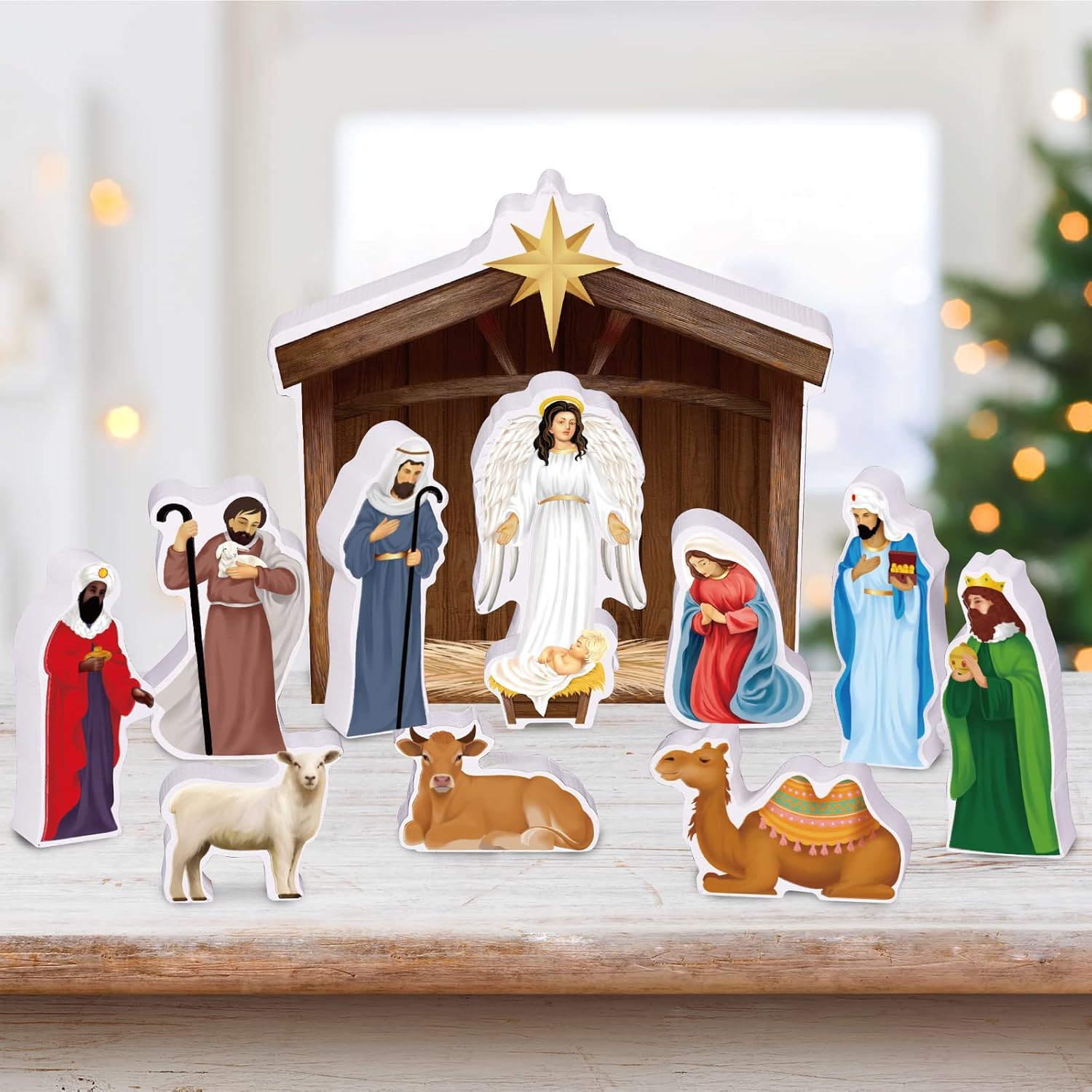 Amazon.com: Christmas Nativity Set Wooden Mini People Holy Nativity Set ...