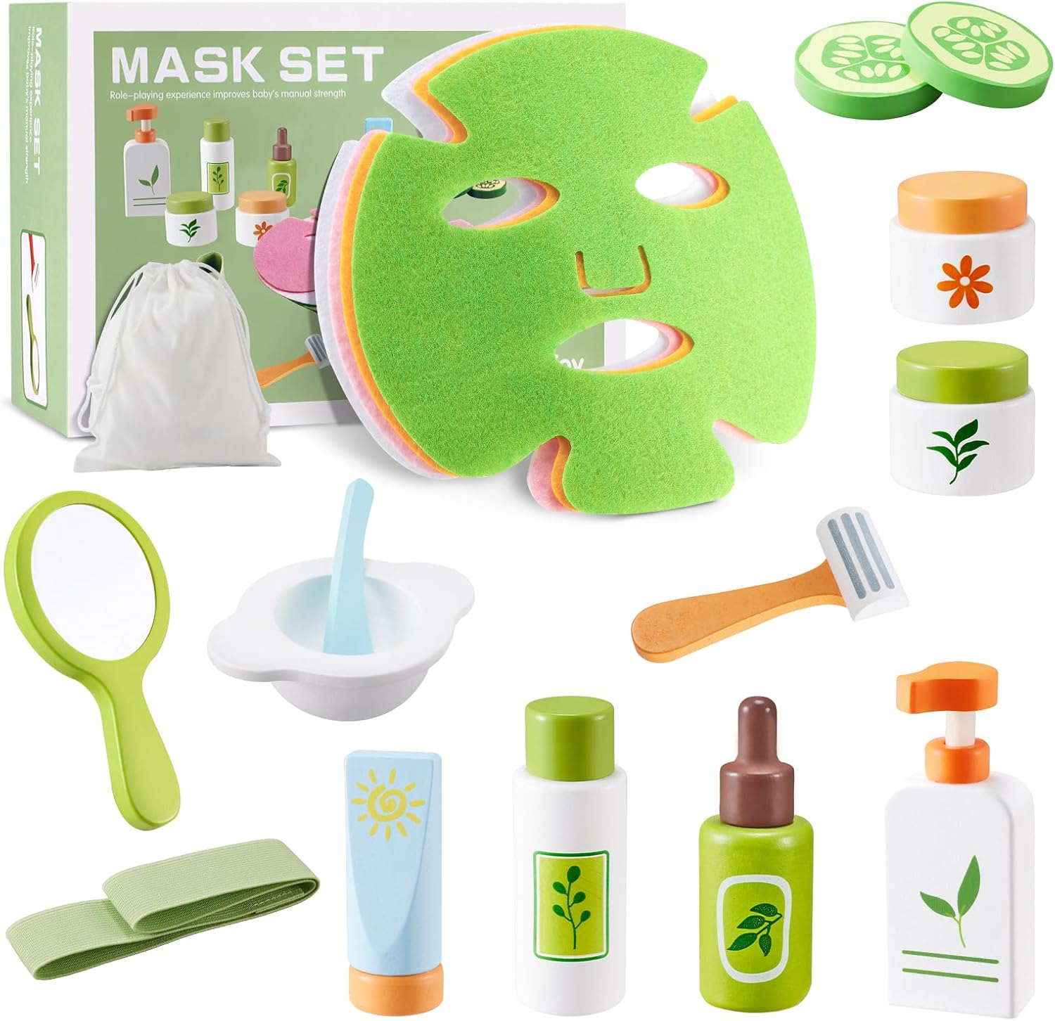 Amazon.com: WHOHOLL Wooden Makeup Toy Set, Pretend Beauty Salon Toys ...