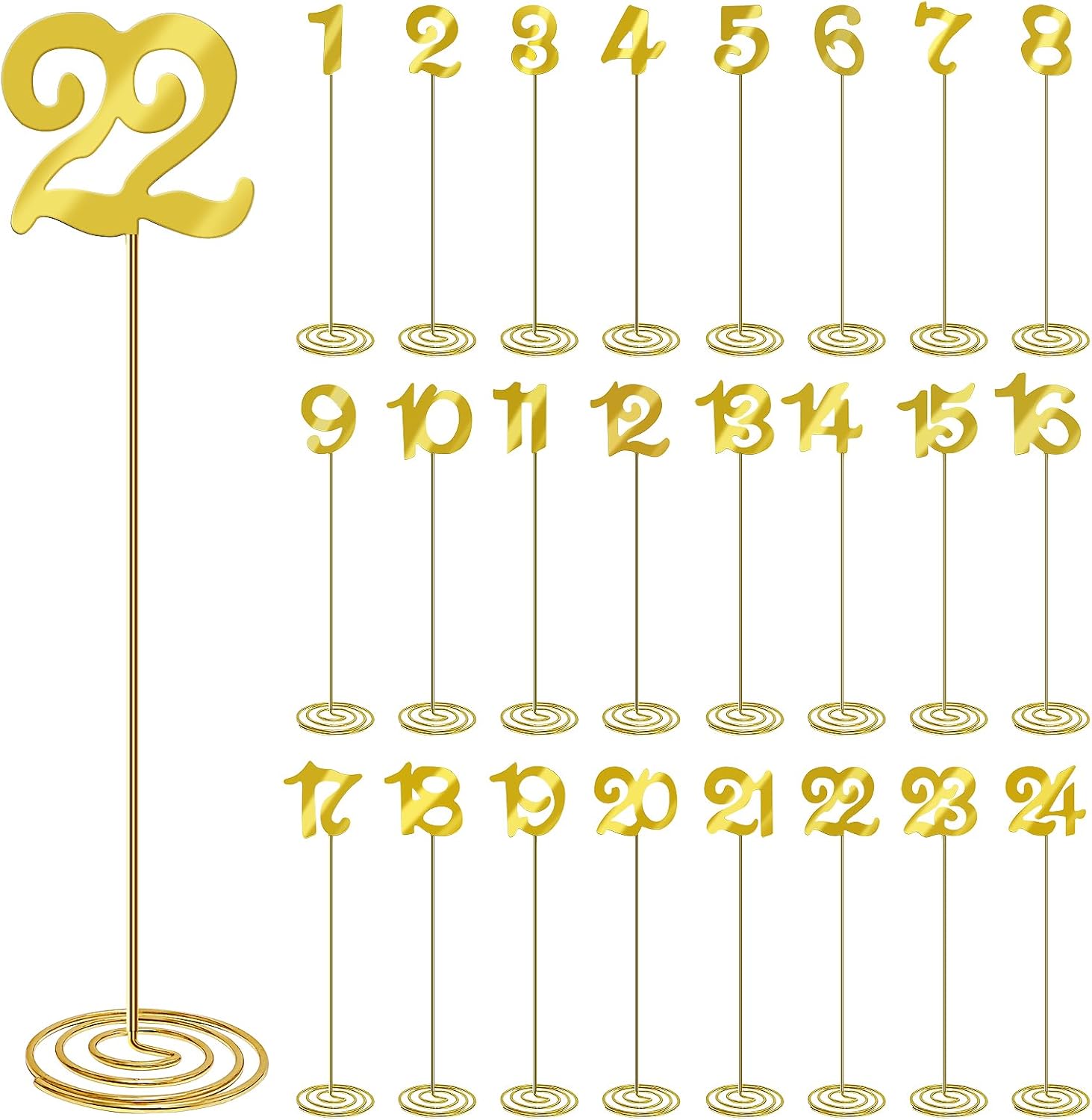 Amazon.com: Isohit 24 Pcs Metal Gold Table Numbers 1-24 for Wedding ...