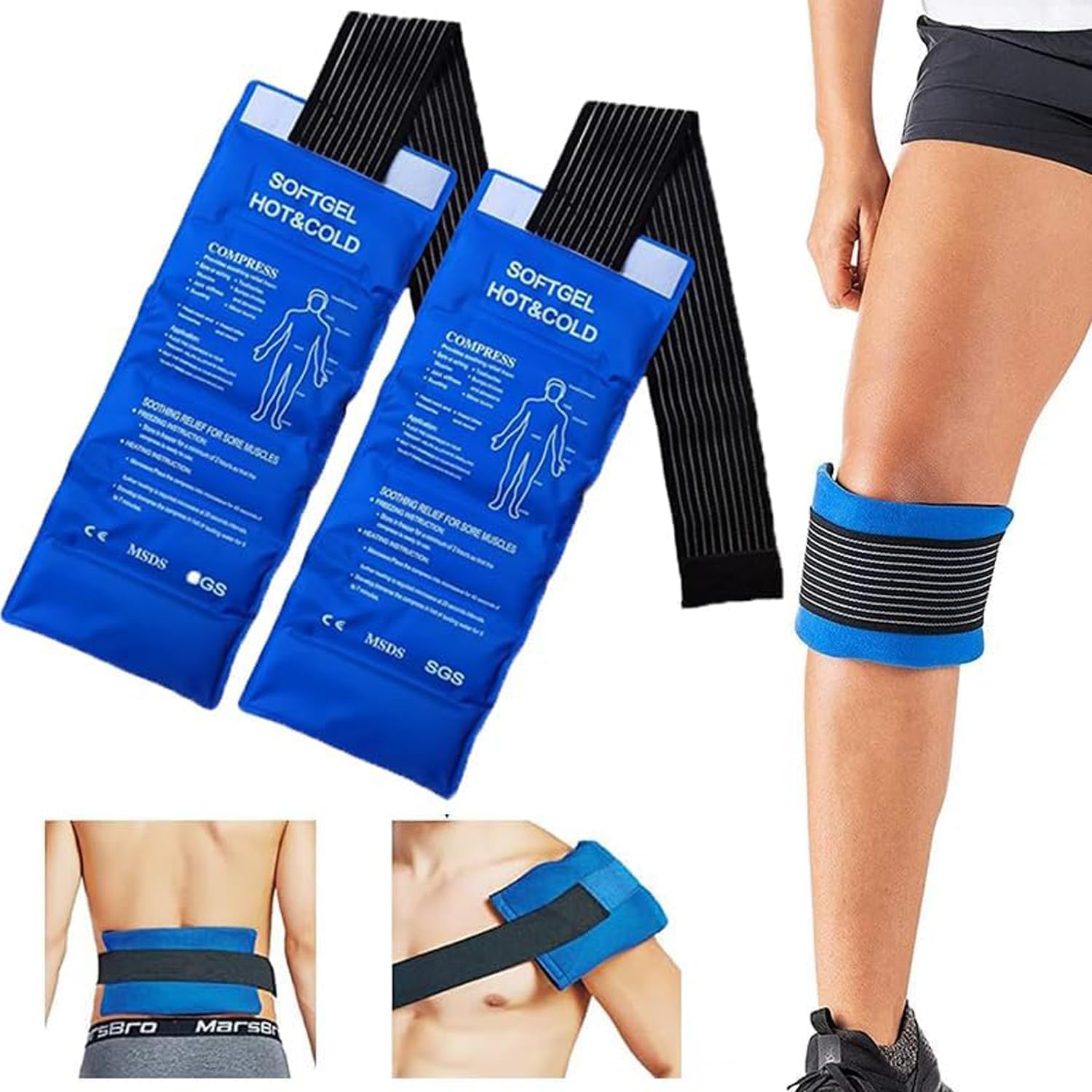 2 Compresas de Gel Frío y Calor,Paquete de hielo deportivo,44x17cm ...