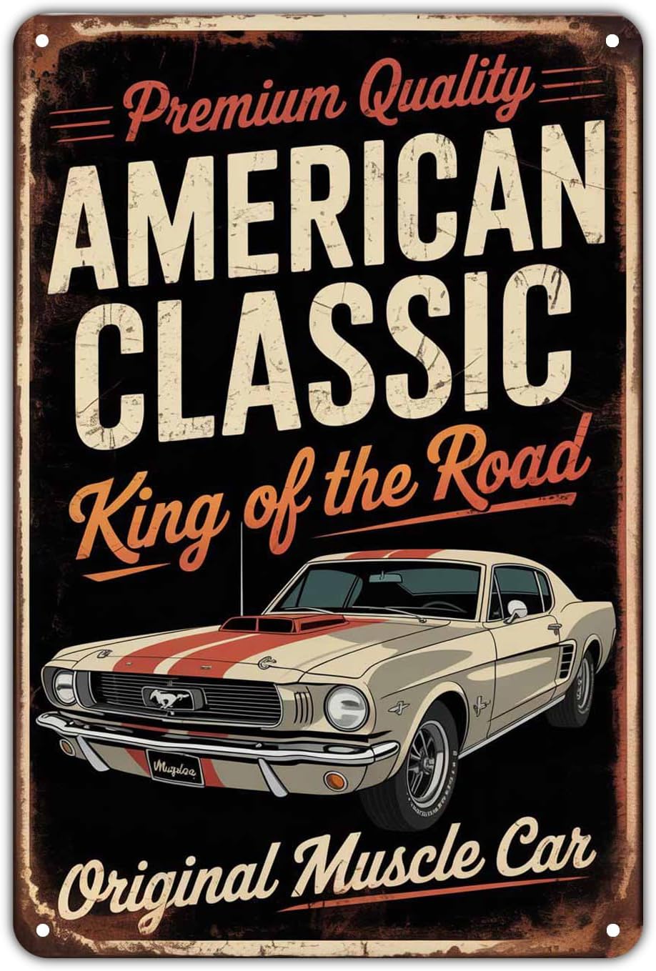 Amazon.com: American Muscle Car tin sign, Vintage Classic Mustang Metal ...