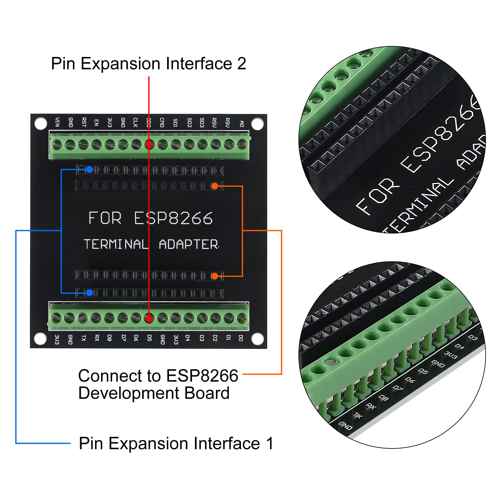 Snapklik.com : 4Pcs ESP8266 Development Board ESP8266 Breakout Board GPIO 1 Into 2 Double-Layer ...