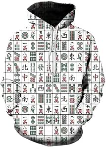 YANXIABH Entertainment Game Mahjong Hoodie 3D Printed Sweatshirt Men's ...