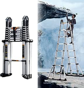 Telescopic Ladder Tallest Retractable Ladder with Support Bar, Almighty ...