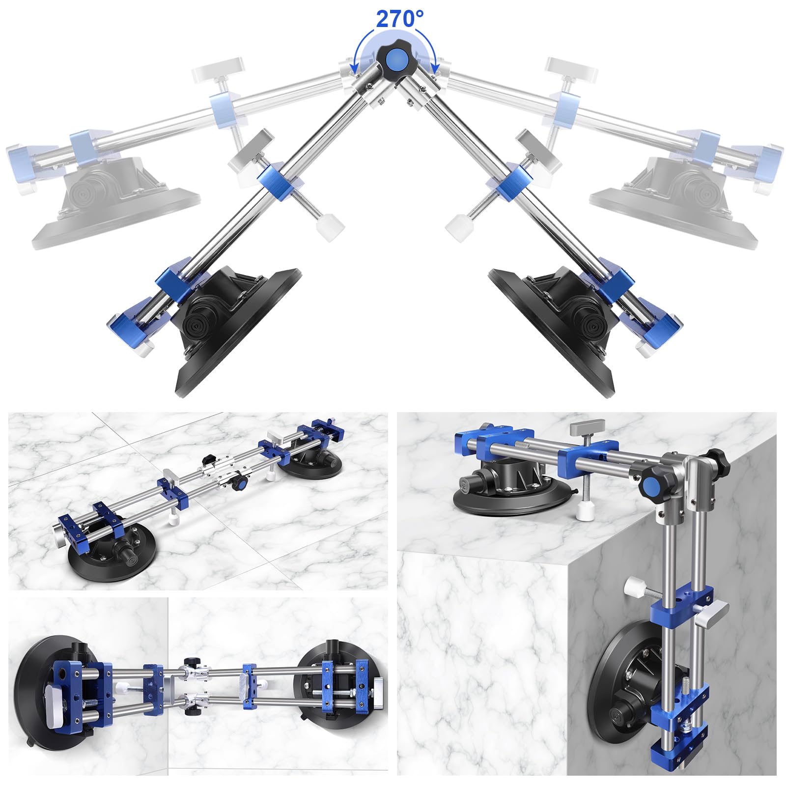 Right Angle 90-270 Degree Countertop Seam Setter 2 Pack with 7‘’ Vacuum ...
