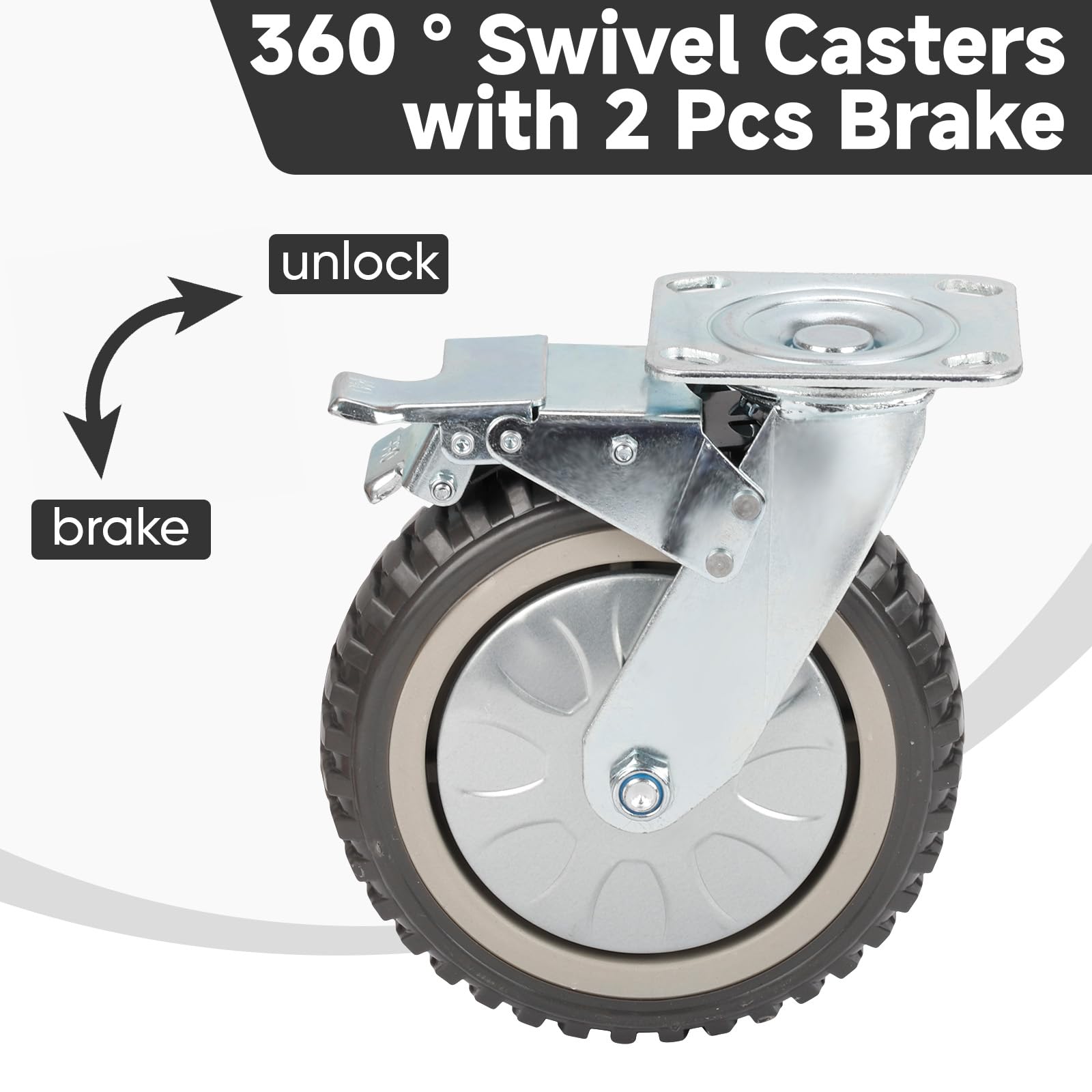Snapklik.com : Uyoyous 4 Pack All Terrain Swivel Caster Wheels, 8 Inch ...