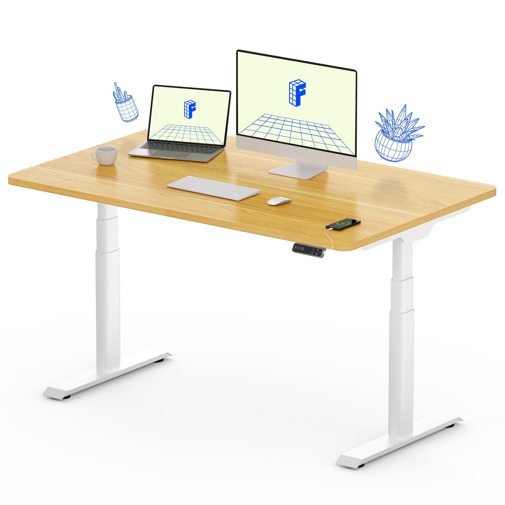 Amazon.com: FLEXISPOT E8 Dual Motor 3 Stages Standing Desk 48x30 Inch ...