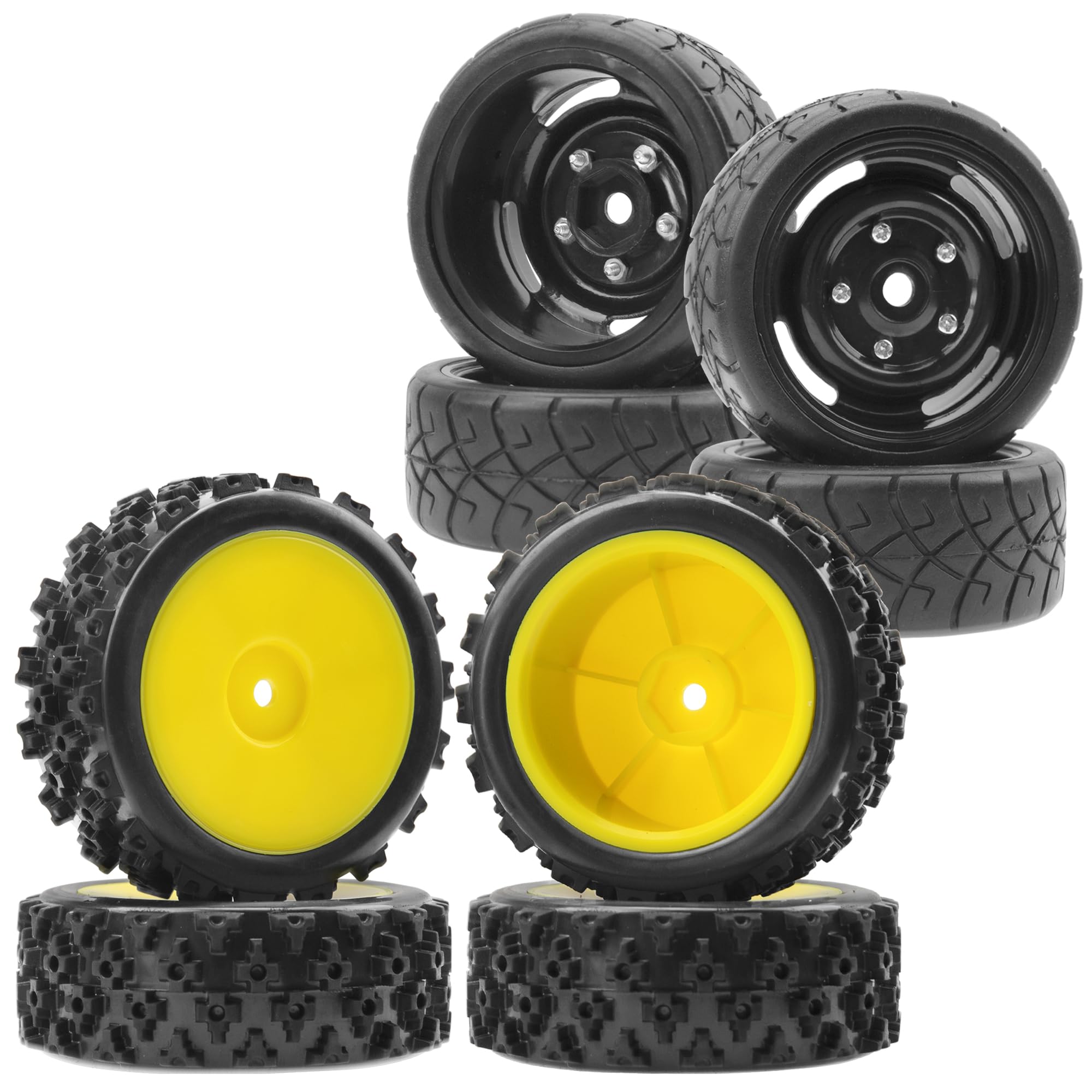 Amazon.com: RC 1/10 Scale On Road Tires OD2.55 Rubber & Wheel Rims 12mm ...