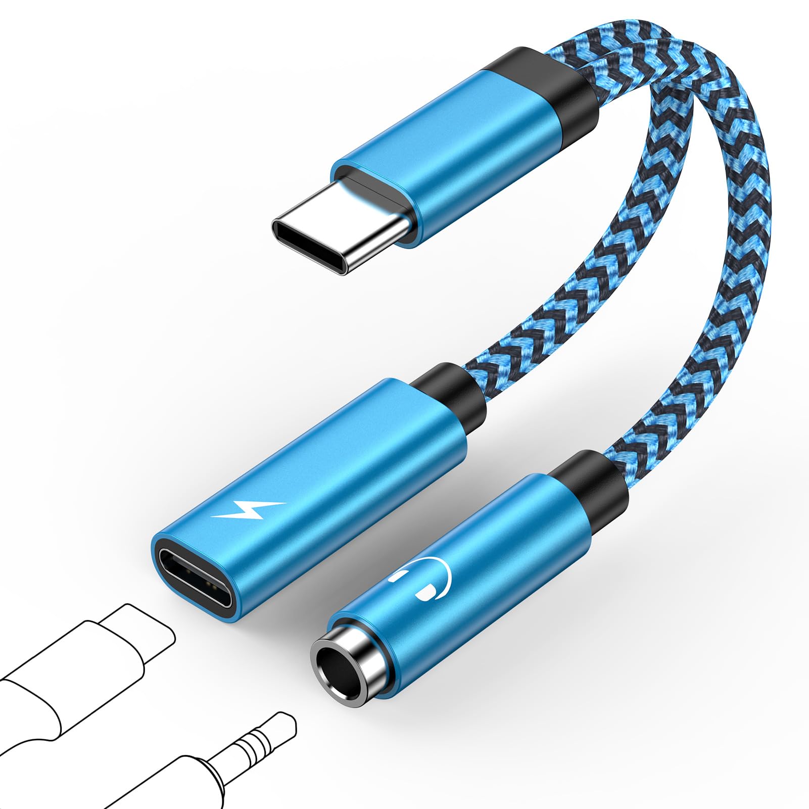 GiGreen USB C auf Klinke Adapter und Laden,2 in 1 Typ C auf 3.5mm ...
