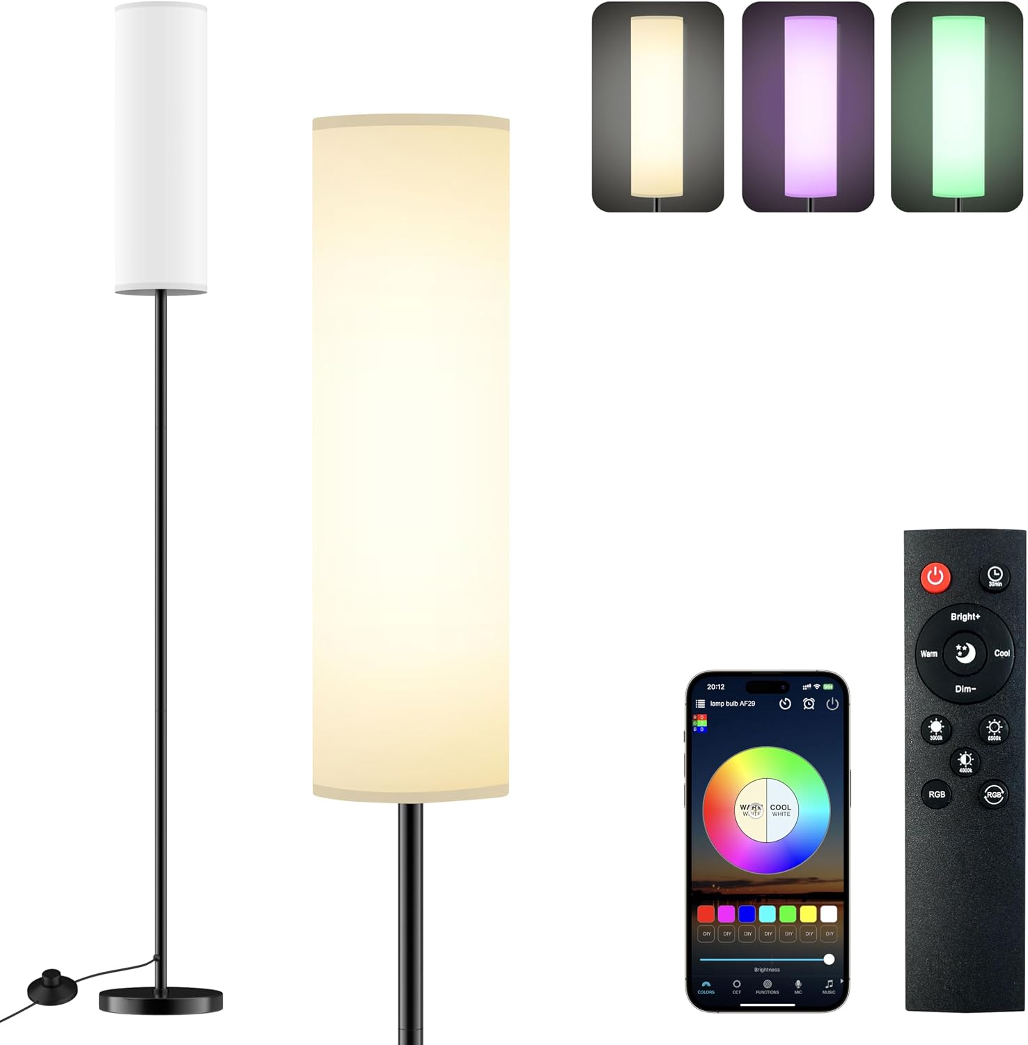 Occotong LED Floor Lamp for Living Room Bedroom, Modern Tall Lamp ...