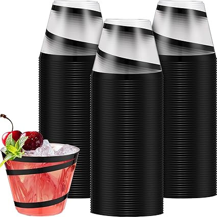 Amazon.com: Gejoy 9 oz Rimmed Swirl Plastic Cups Disposable Wine ...