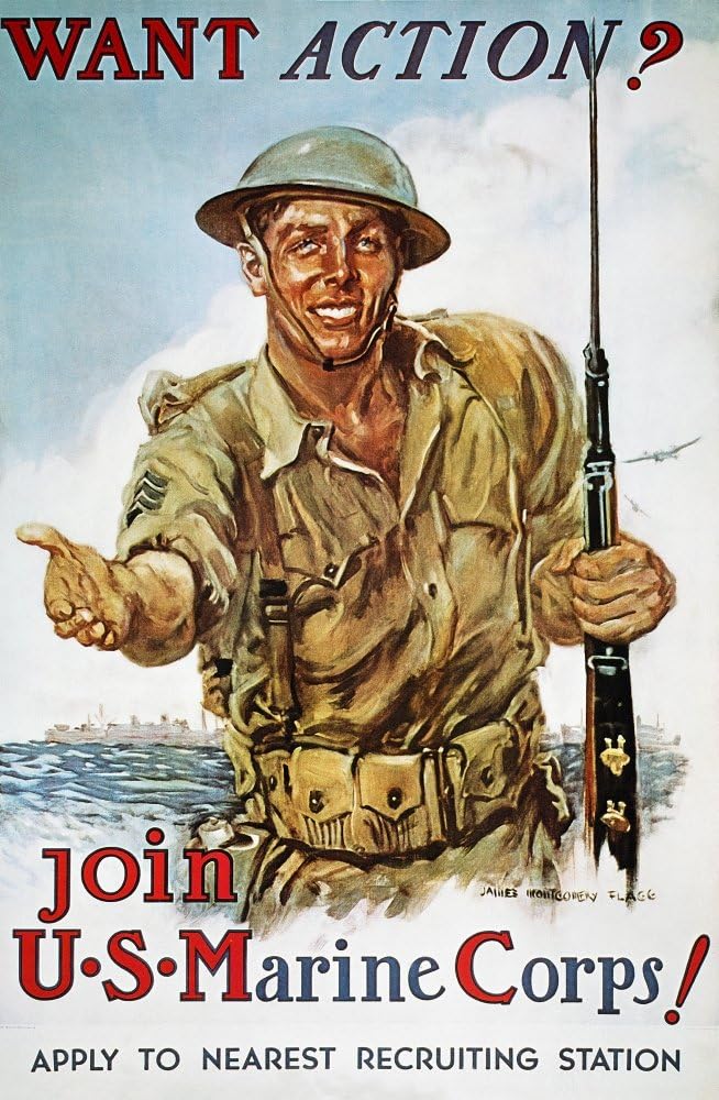 Amazon.com: Wwii Recruiting Poster NWant Action American World War Ii ...