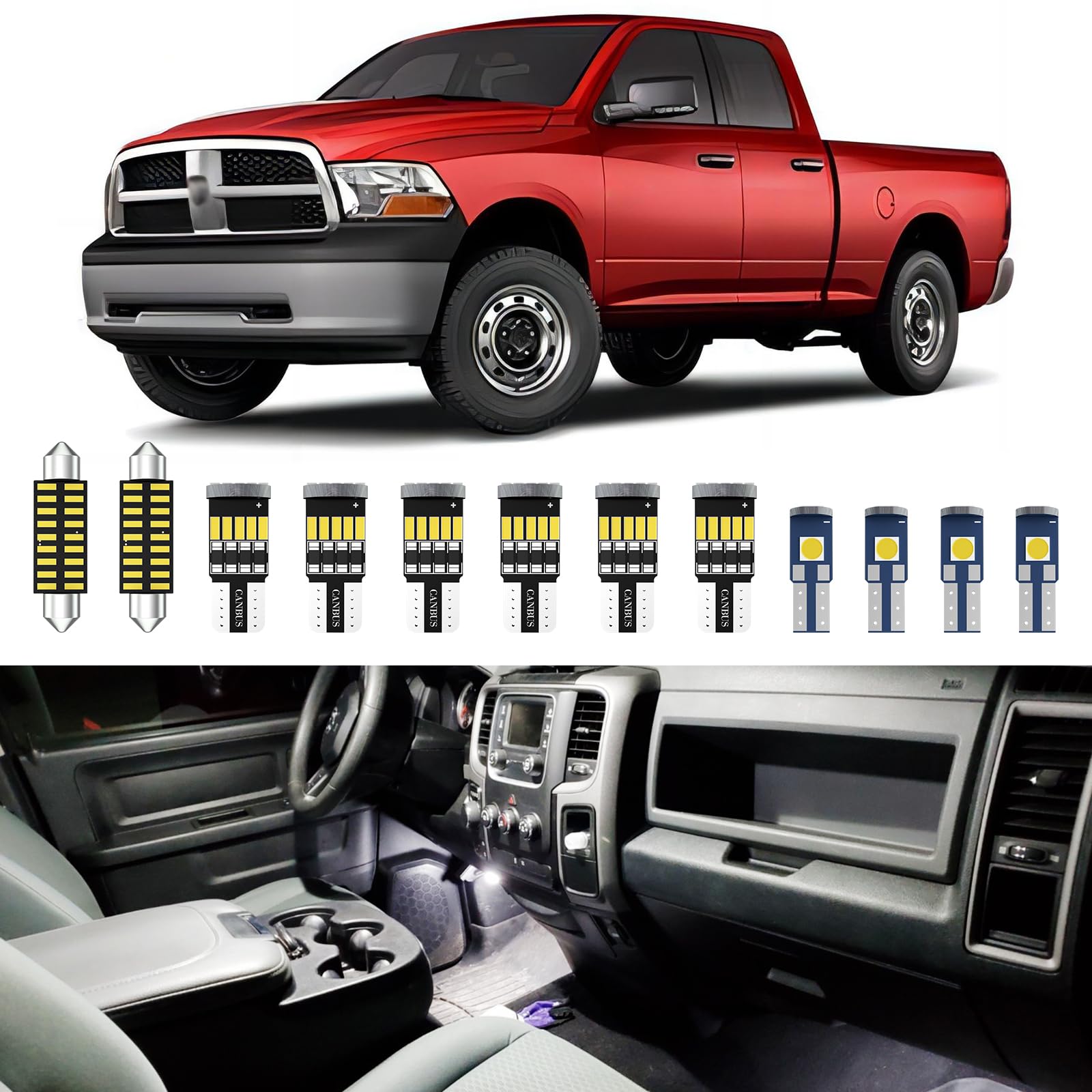 12Pcs Ram 1500 Interior LED Lights Review: White Dodge Ram 1500 Best ...