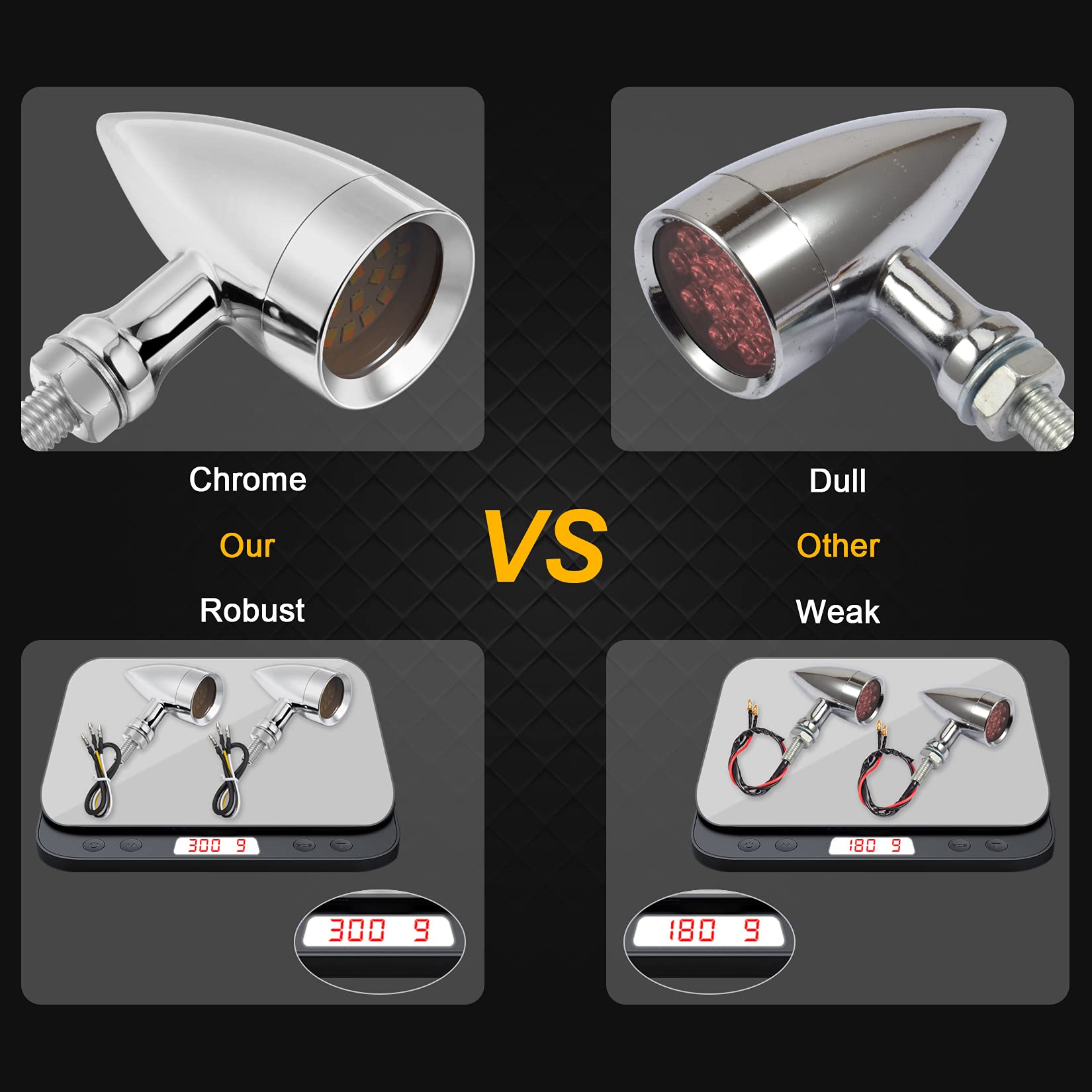 Motors Pair Chrome Turn Signal Bullet Blinker Indicator Lights Amber ...