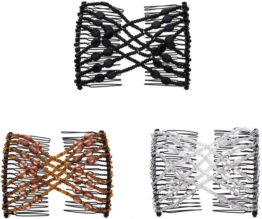 Amazon.com : LOVEF 3Pcs Magic Hair Comb Ladies Bead Stretchy Women Hair ...
