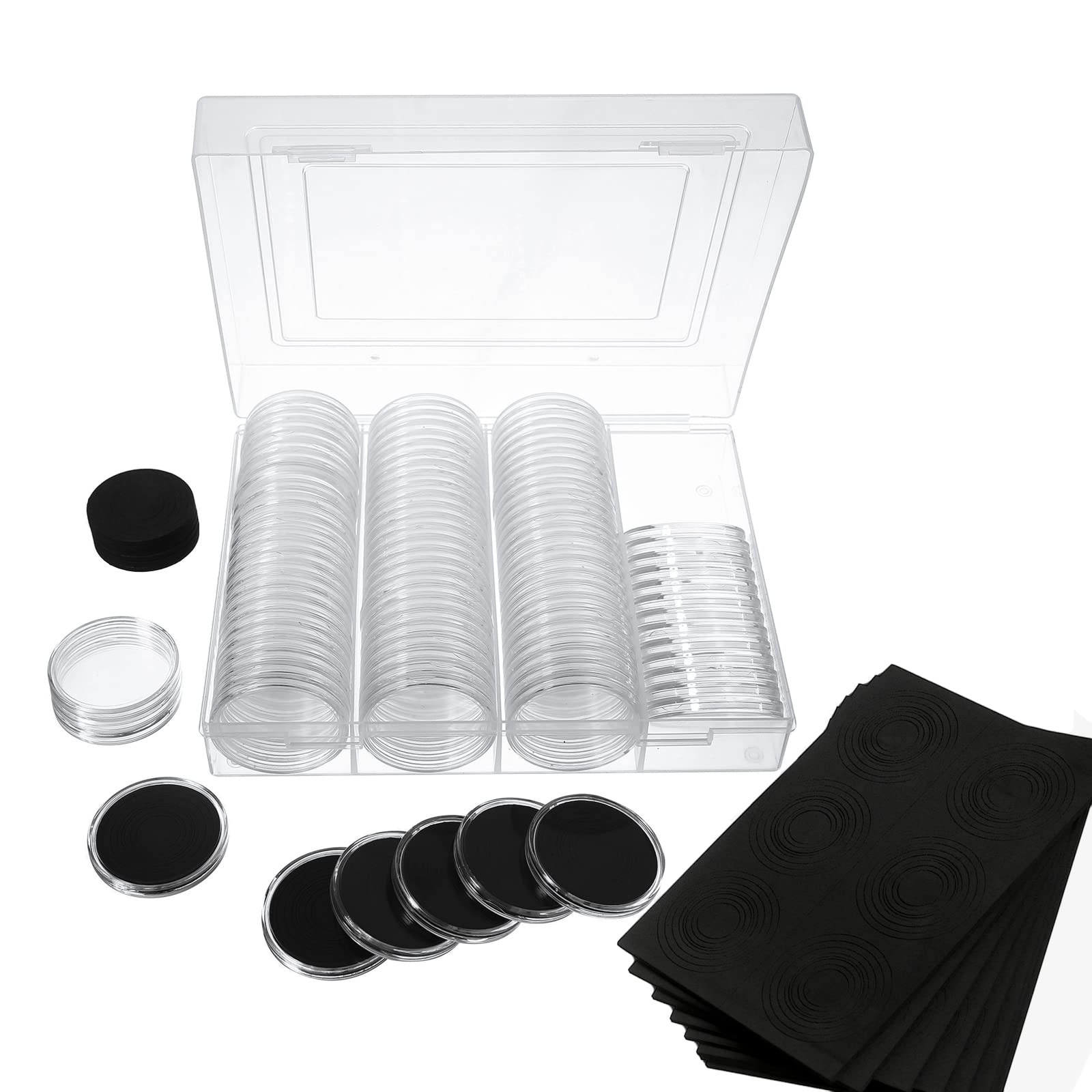 Amazon.com : 100 Pieces 46mm Coin Capsules and 8 Sizes (17/20/25/27/30 ...