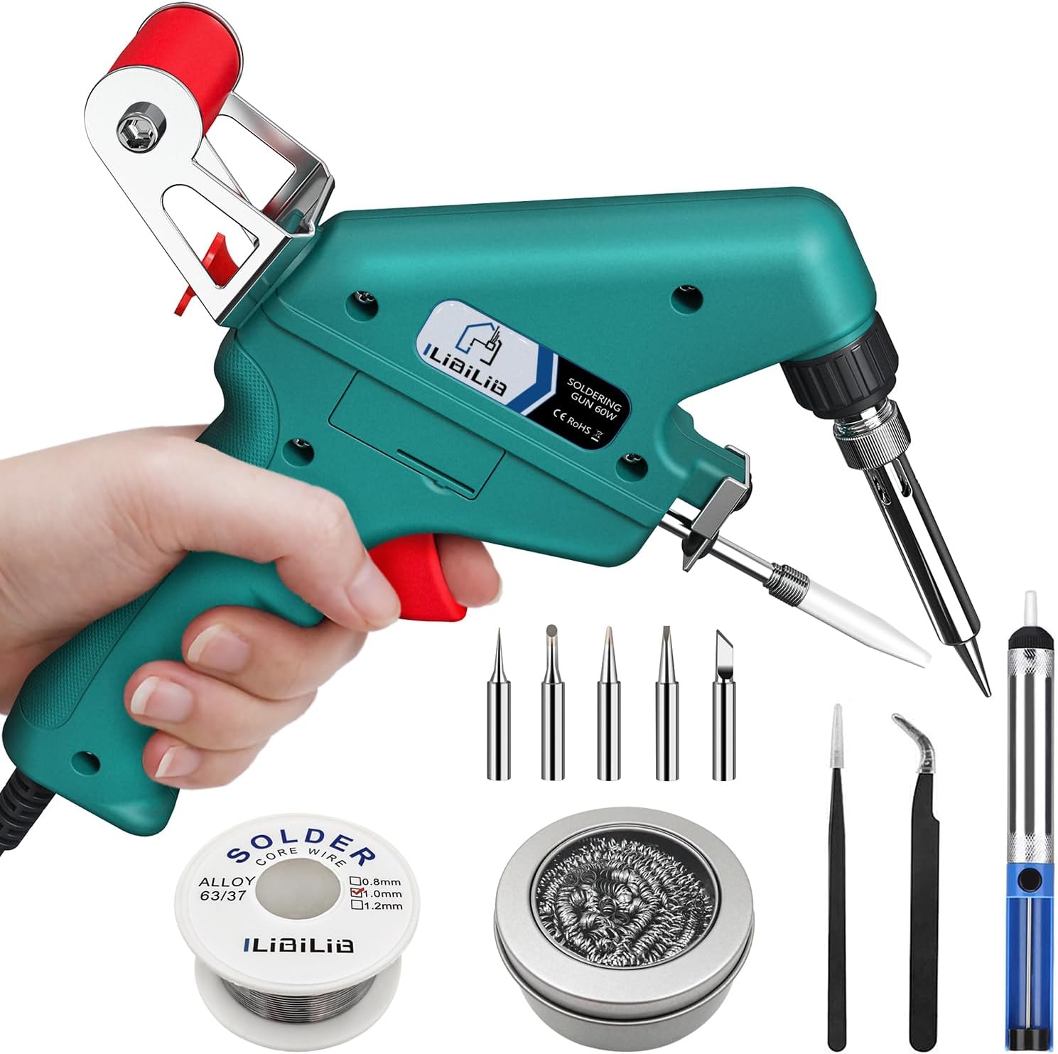 Soldering Iron Kit, ILIBILIB 60W 110V Soldering Gun Kit with 10-in-1 Solder Iron kit Tool, One ...