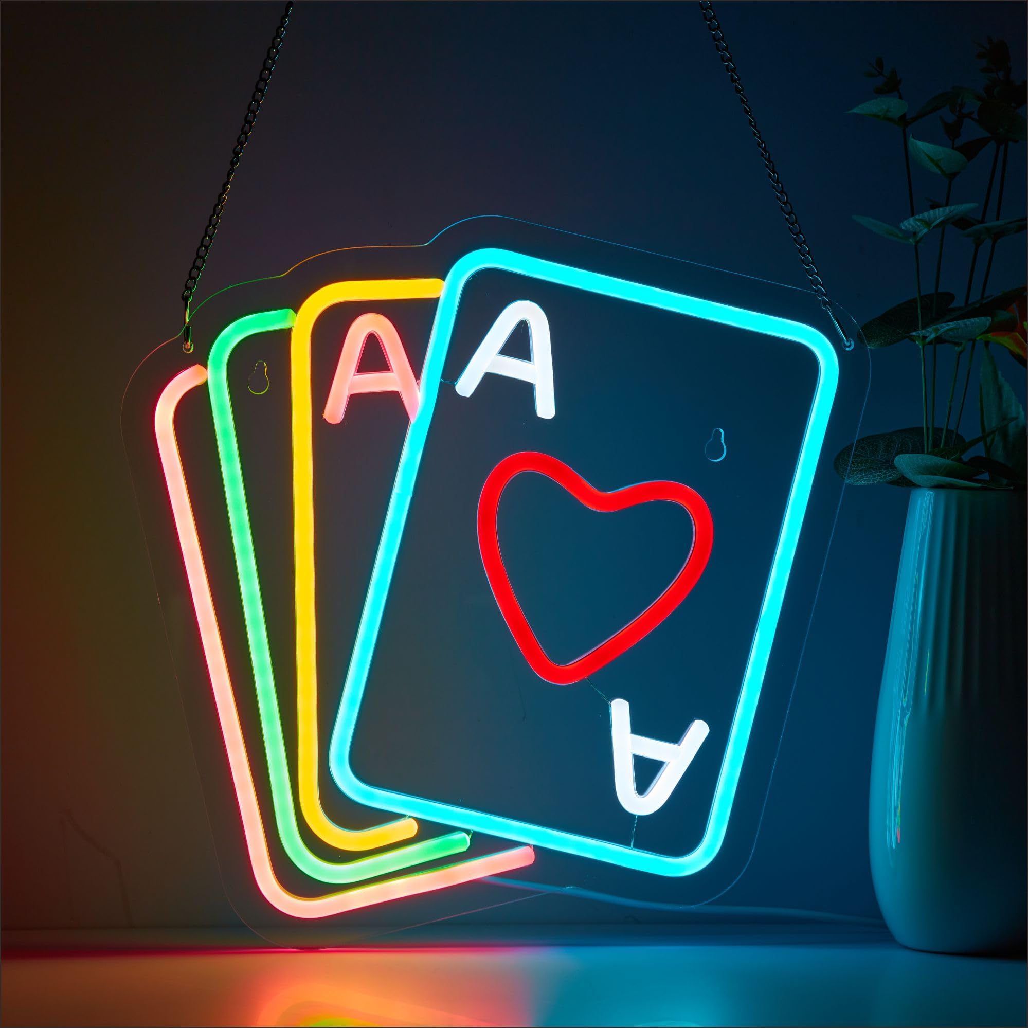 Amazon.com : Poker Neon Sign for Wall Decor, Playing Cards LED Neon ...