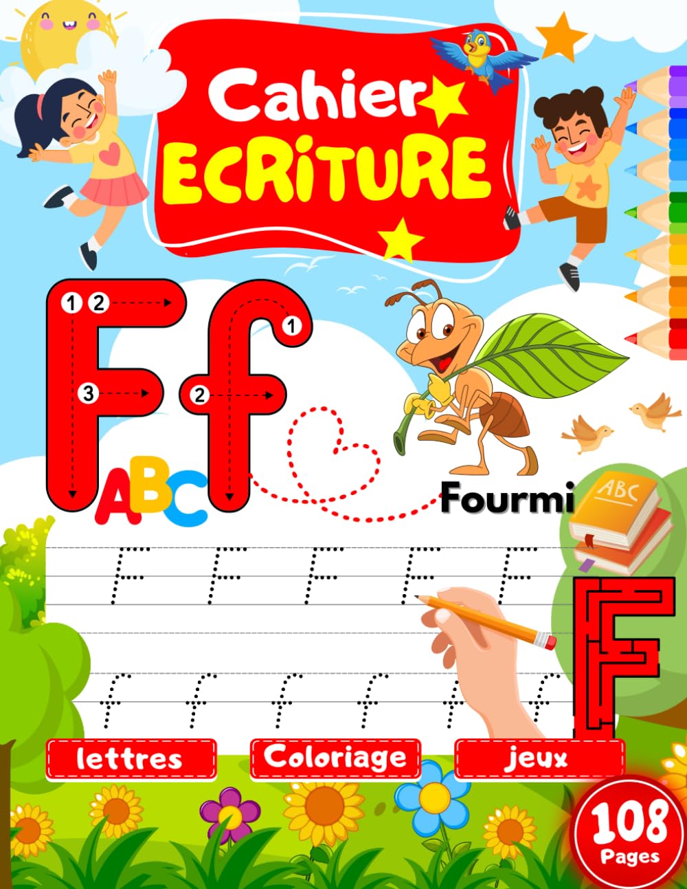 Cahier Ecriture Enfants Francais: 108 pages /Le plus grand livre pour ...