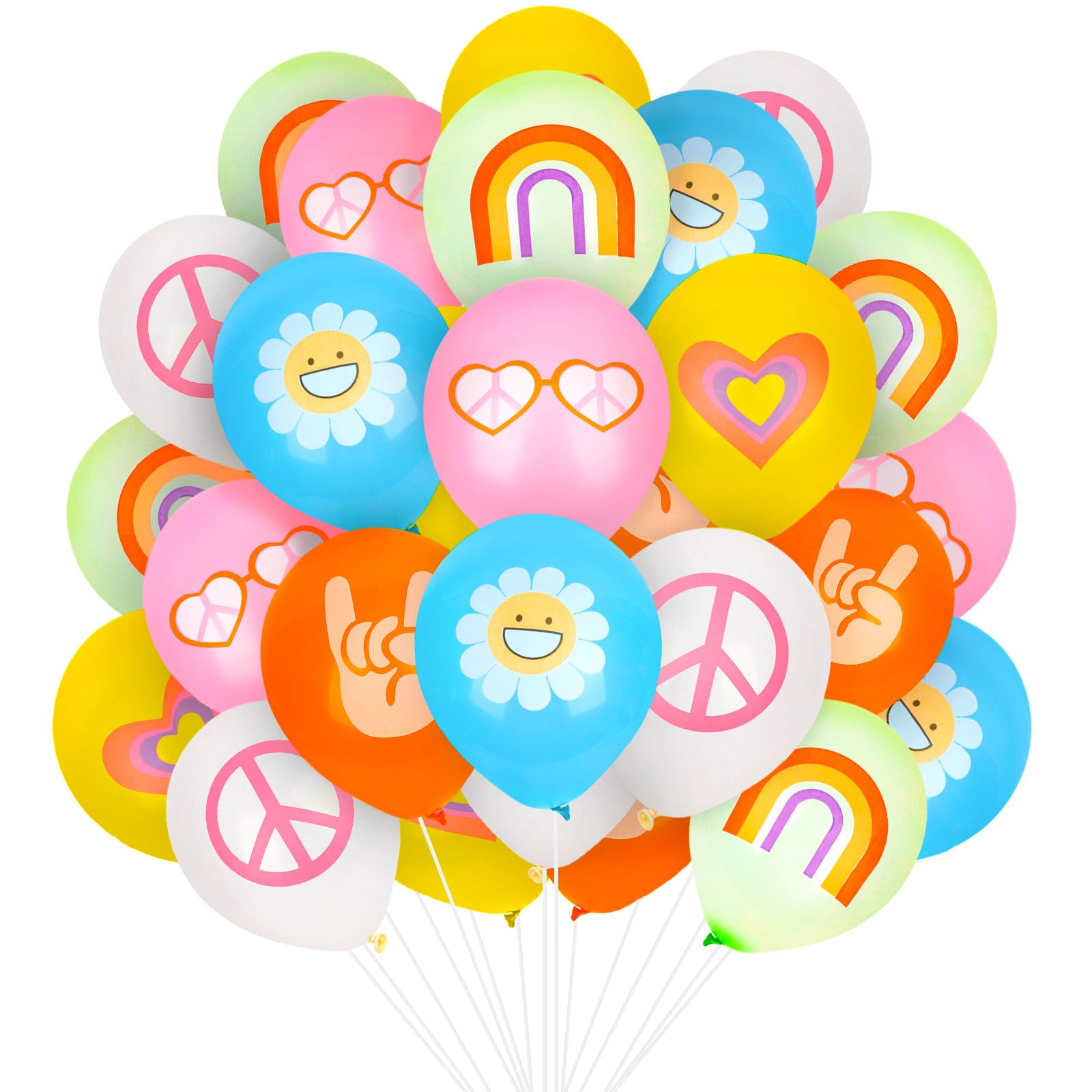 Amazon.com: AMOR PRESENT 66PCS Groovy Retro Hippie Balloons, 12 Inch ...