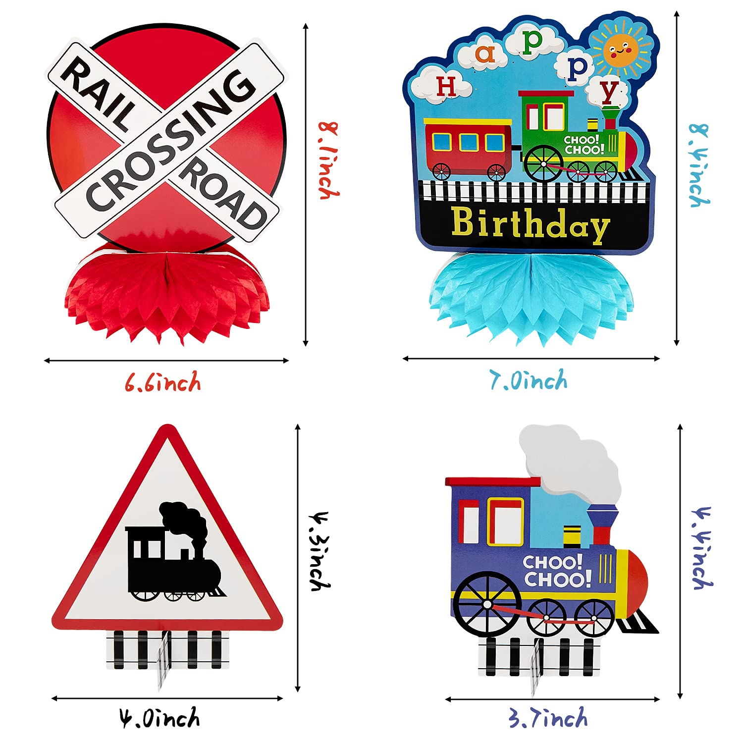 Buy OSNIE 12Pcs Railroad Train Crossing Theme Honeycomb Centerpieces ...