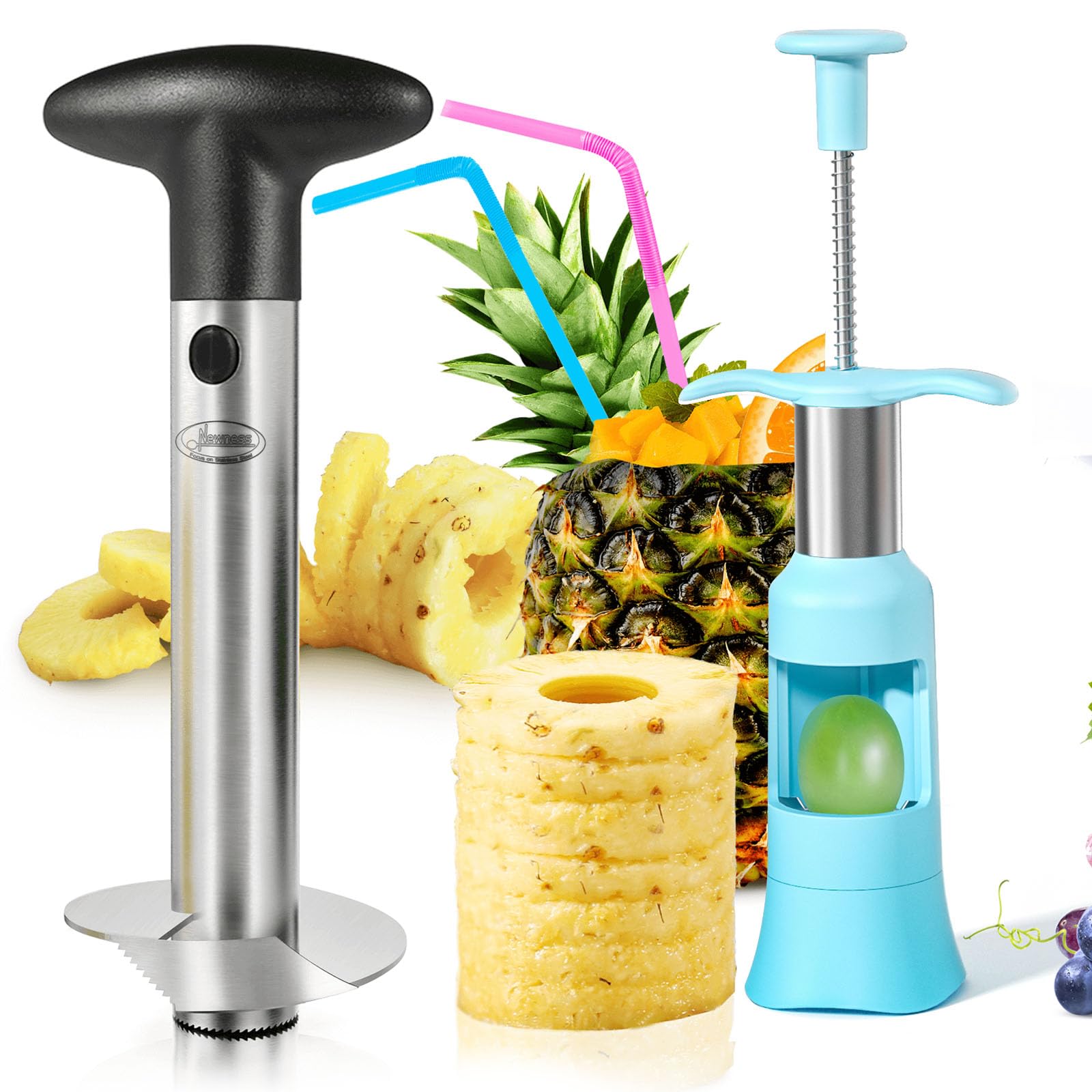 Amazon.com: Newness Upgraded Pineapple Corer & Blue Grape Cutter Tool ...