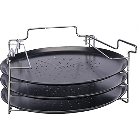 Grizzly Pizza Baking Set with 4 Trays/Pans and Steel Holder, for Oven ...