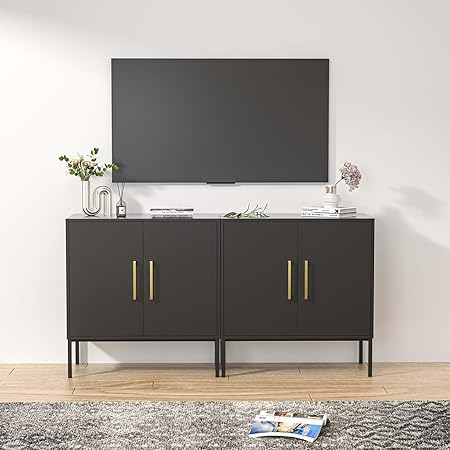 Amazon.com: LYNSOM TV Stand for 55 Inch TV, Media Console Table with 2 ...