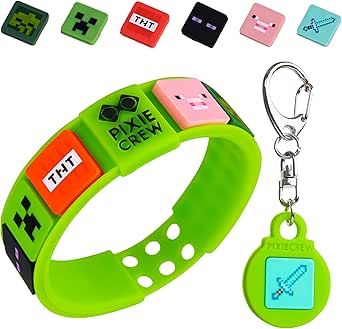 Amazon.com: Minecraft Kids Keyrings and Silicone Wristband Set ...