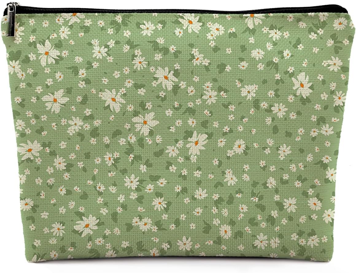 Amazon.com: Dwept Green Flowers Floral Makeup Bag, Coquette Makeup Bag ...
