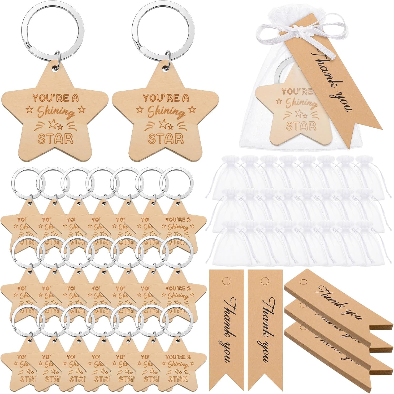 Blulu 24 Sets School Leaver Star Keyring Gifts for Students from ...