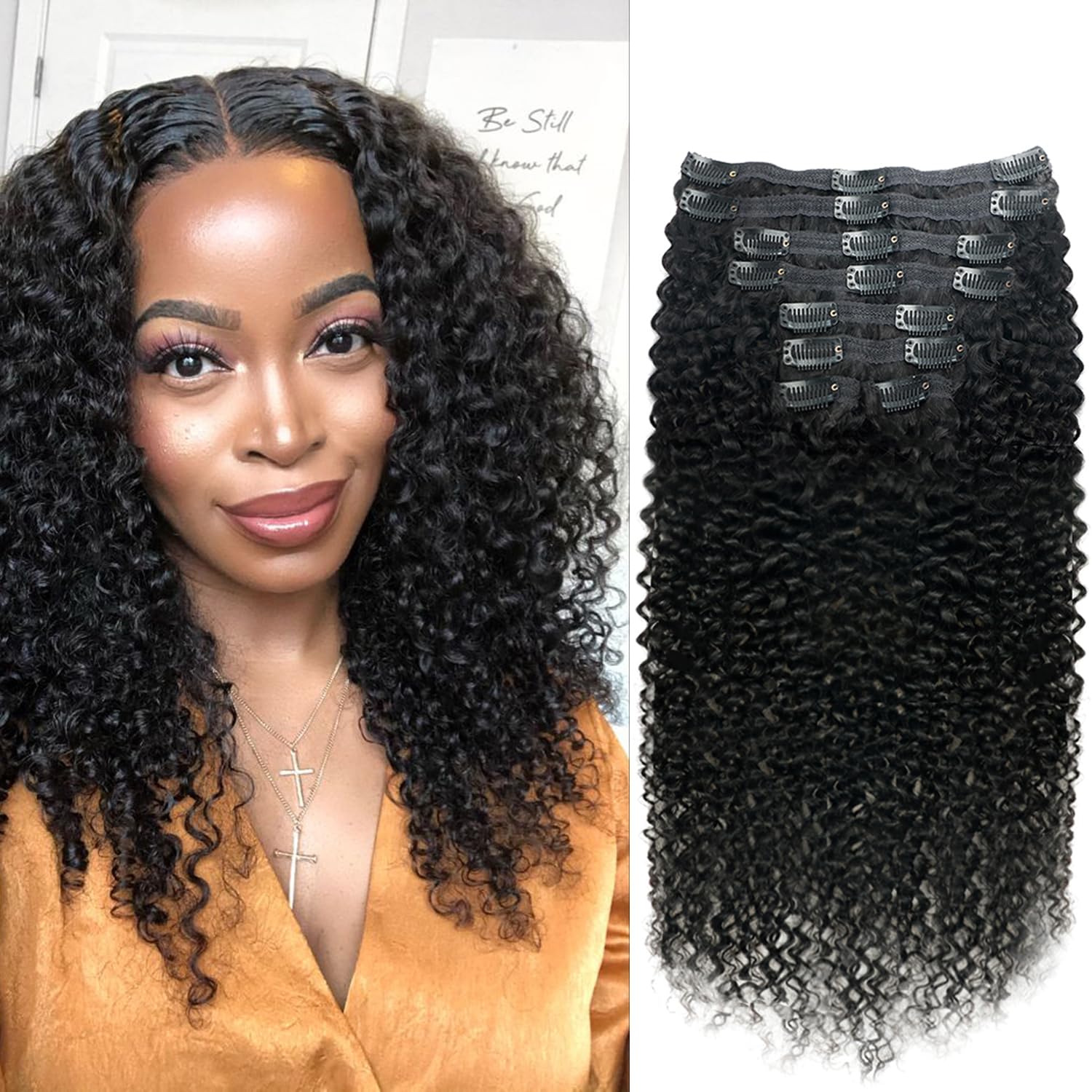 Amazon.com : Curly Clip in Hair Extensions for Black Women Brazilian ...