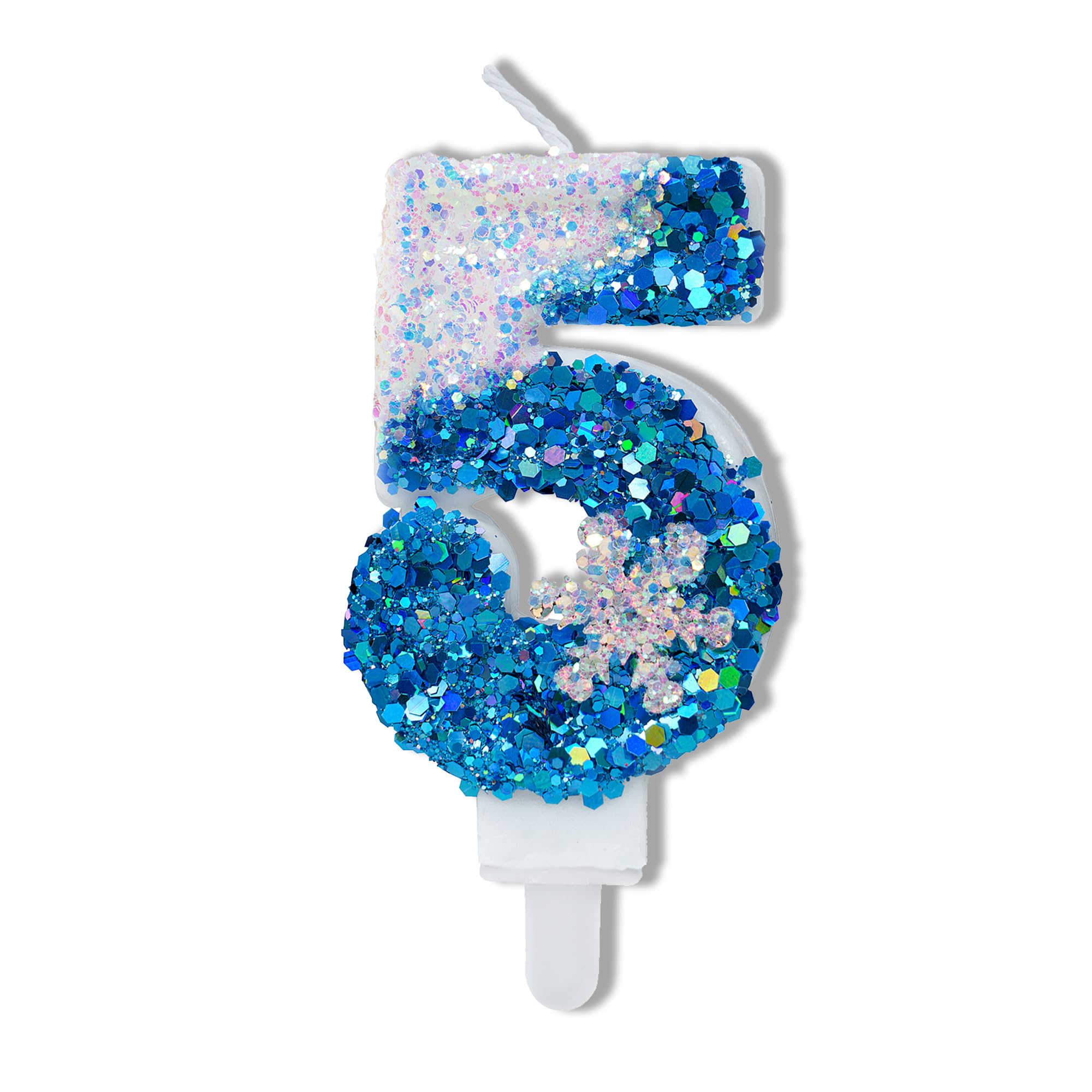 Amazon.com: Blue Birthday Candles 5, Blue and White Glitter Birthday ...