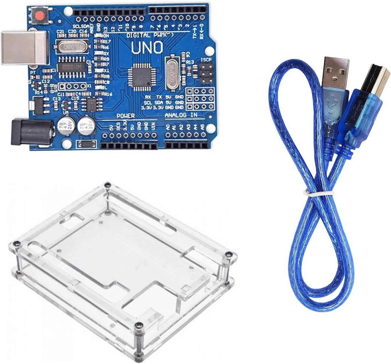 Electrobot UNO SMD Microcontroller Combo with USB Cable and Acrylic ...