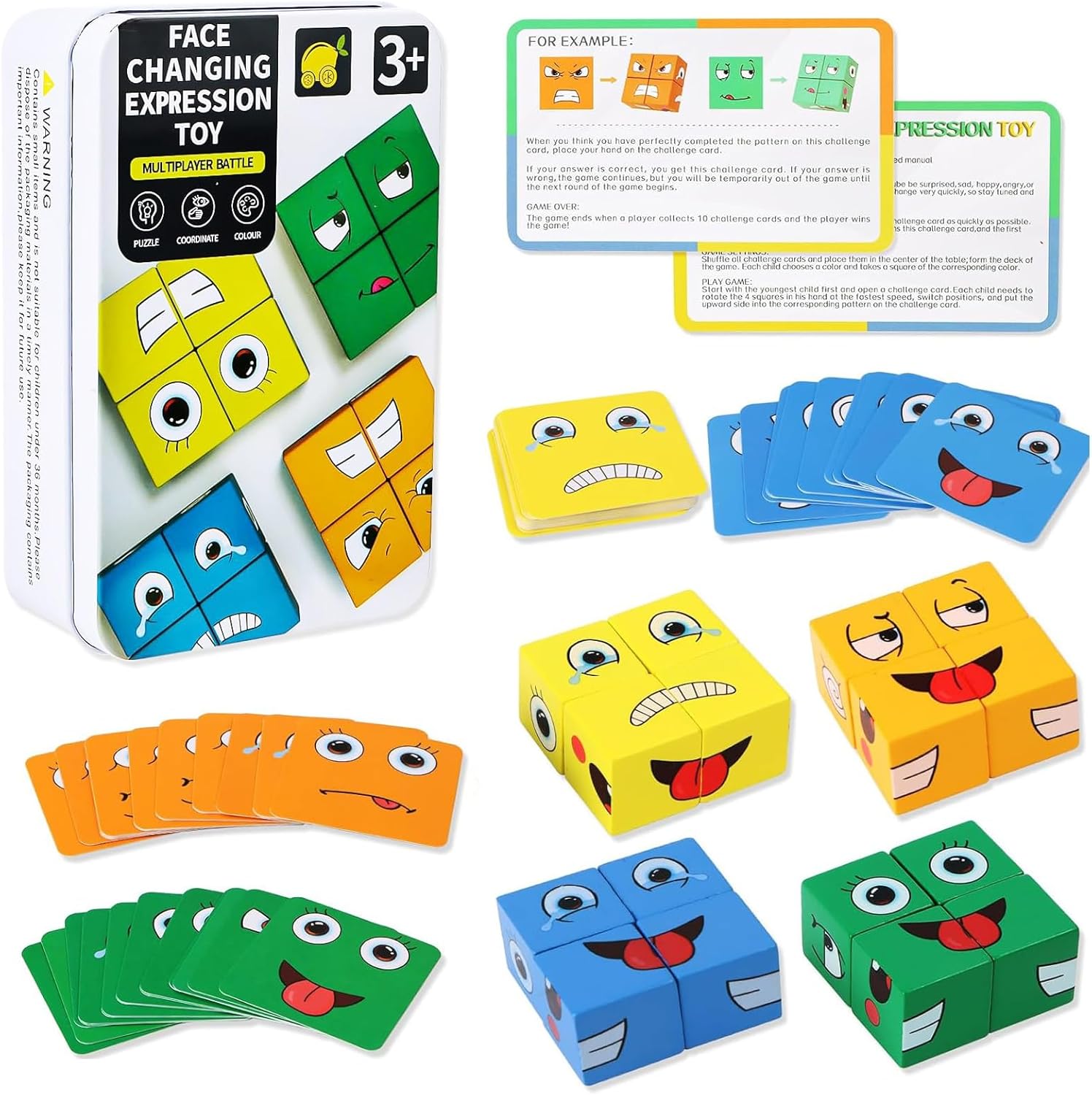 PENCHUAN Wooden Cube Puzzle, Faces Puzzle Building Cube Puzzle Building ...