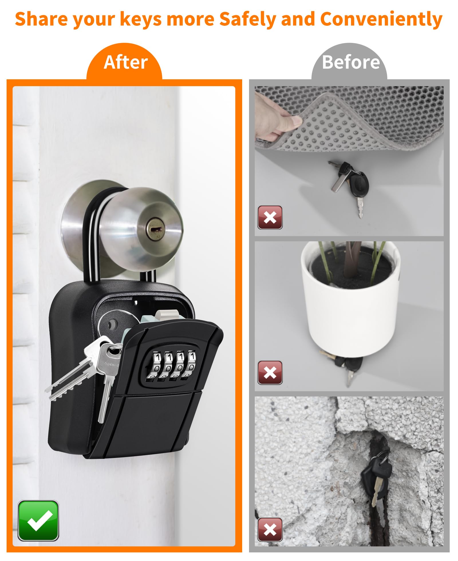 Snapklik.com : Portable Key Lock Box,Key Holder Safe Security Lock Box ...