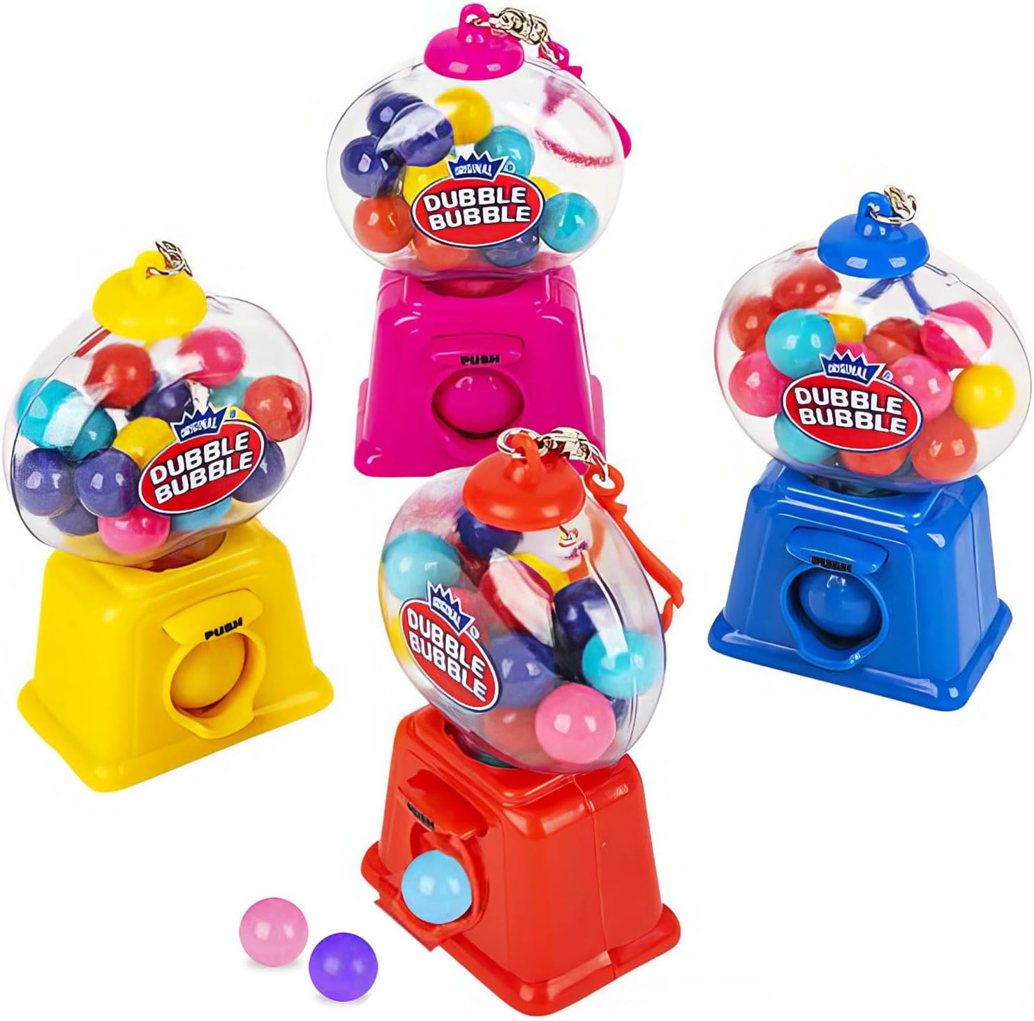 Amazon.com: Bubble Gum Machine Keychains for Kids - Set of 4 Mini ...