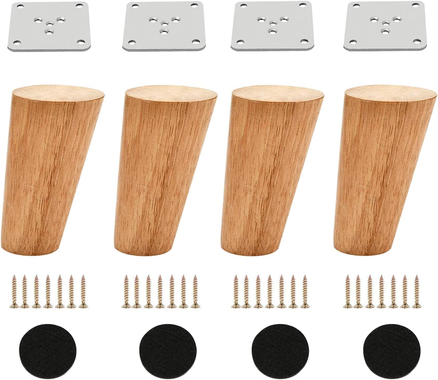 Amazon.com: WAYCOSY Wood Furniture Legs Set of 4, Round Solid Mid ...