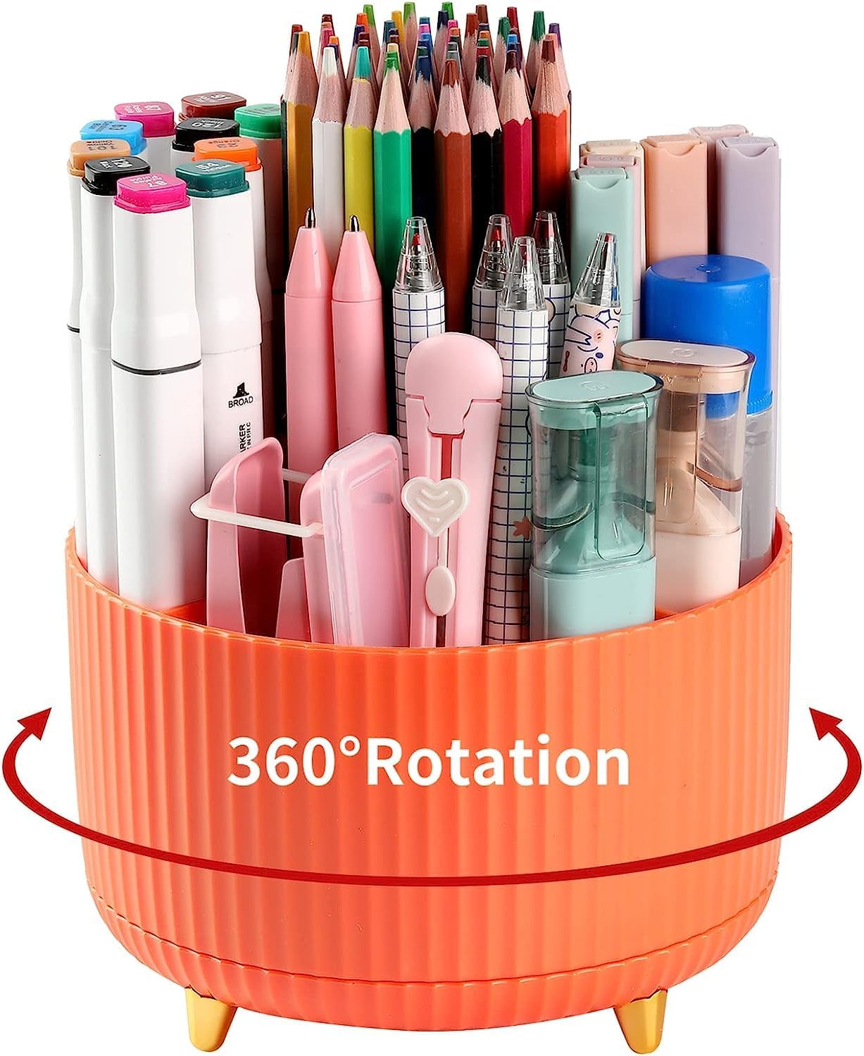 Pencil Pen Holder for Desk, 5 Slots 360°Degree Rotating Pencil Pen ...